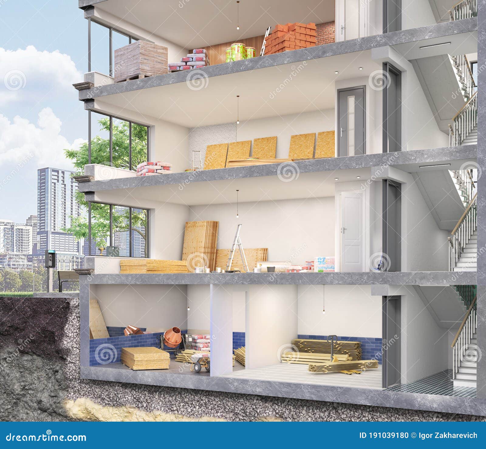 Sliced House, See Construction Process with Building Materials on the ...