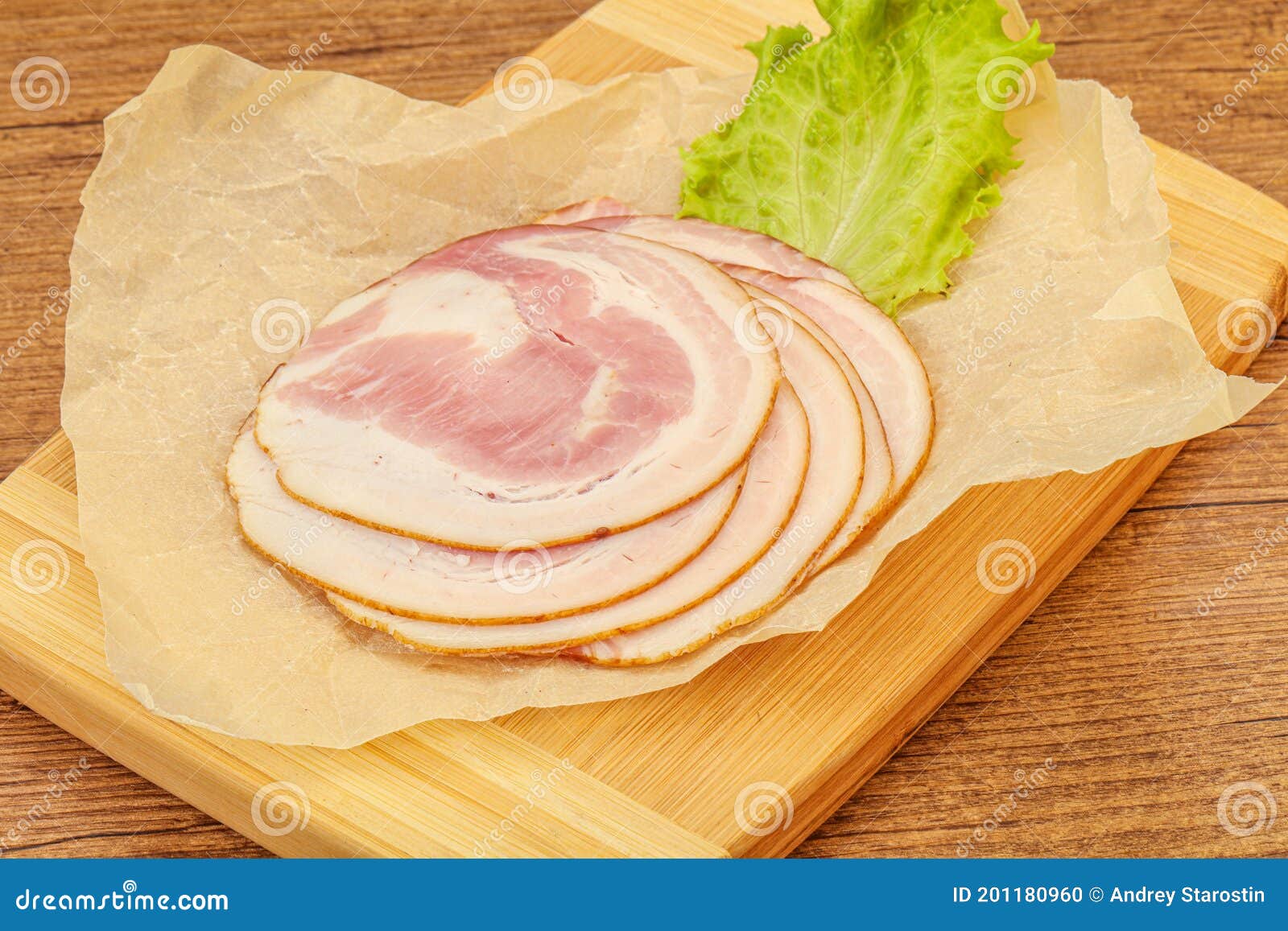 Sliced Pancetta Sausage Over Board Stock Photo - Image of background ...