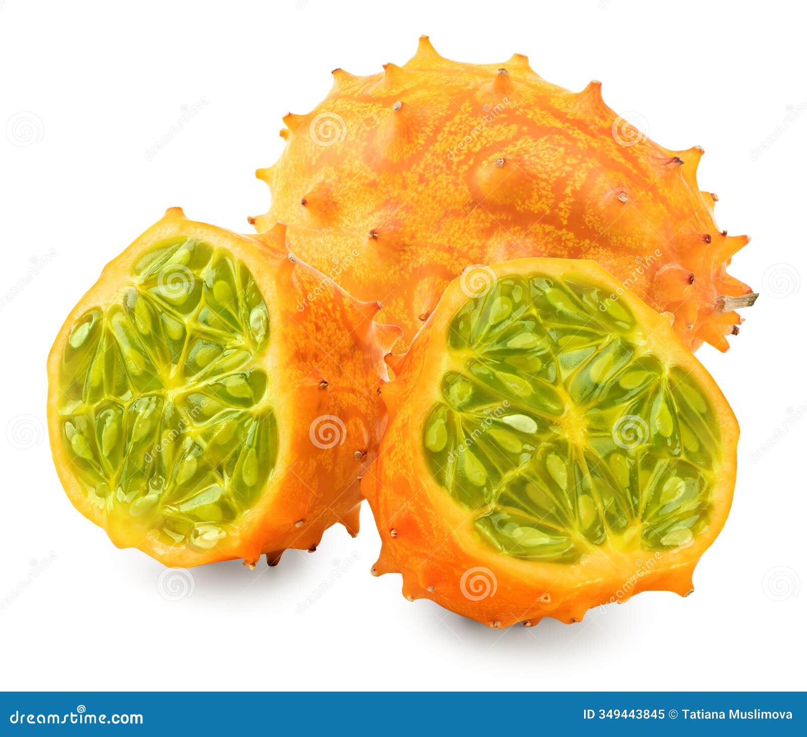 Sliced Kiwano Fruit Isolated on White Background. Clipping Path Stock ...