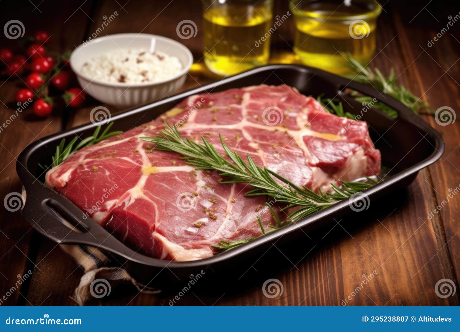 Sliced Lamb Shoulder Marinated with Crushed Garlic and Sprigs of ...
