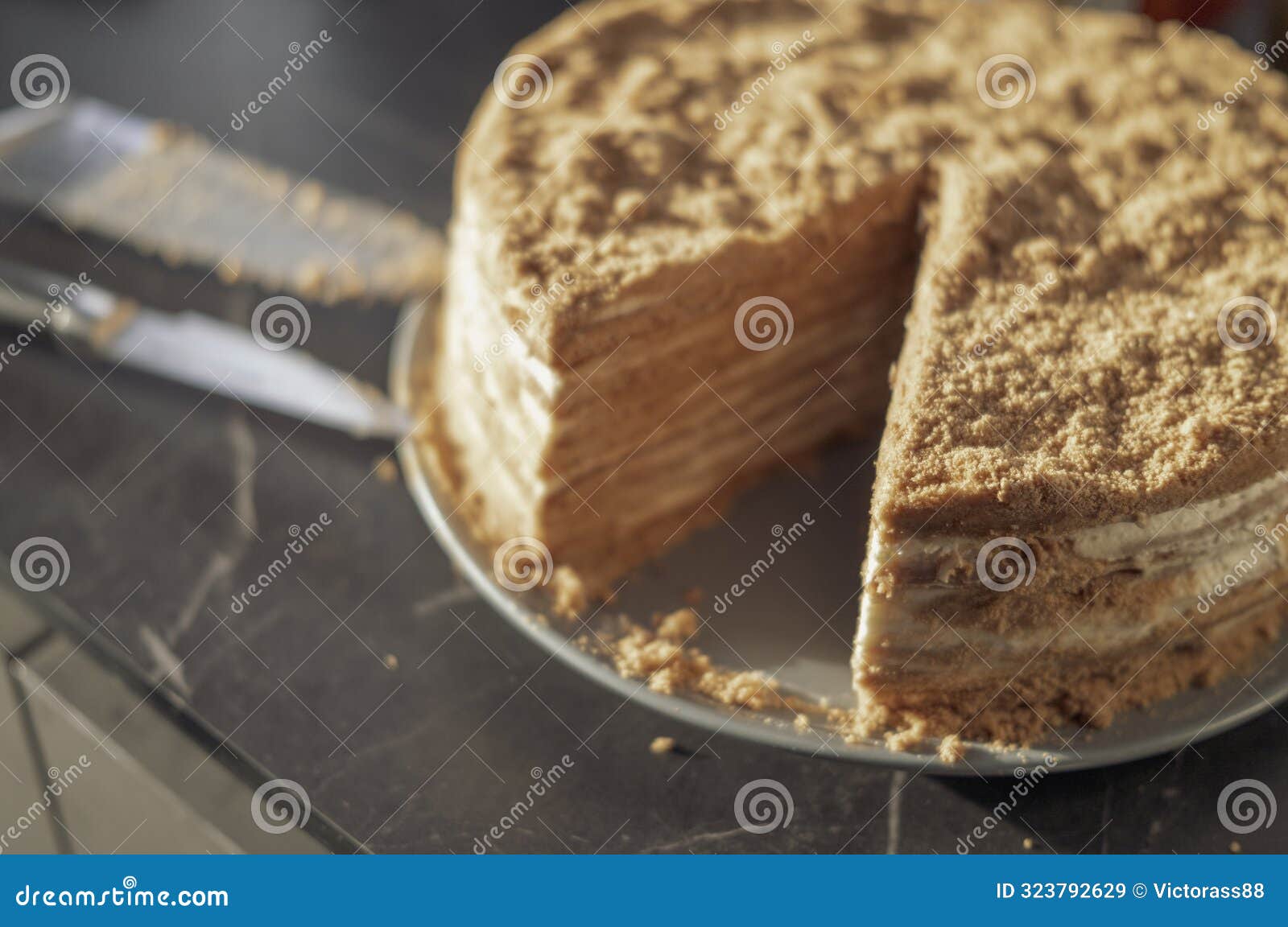 Sliced layered cake stock image. Image of portion, layered - 323792629