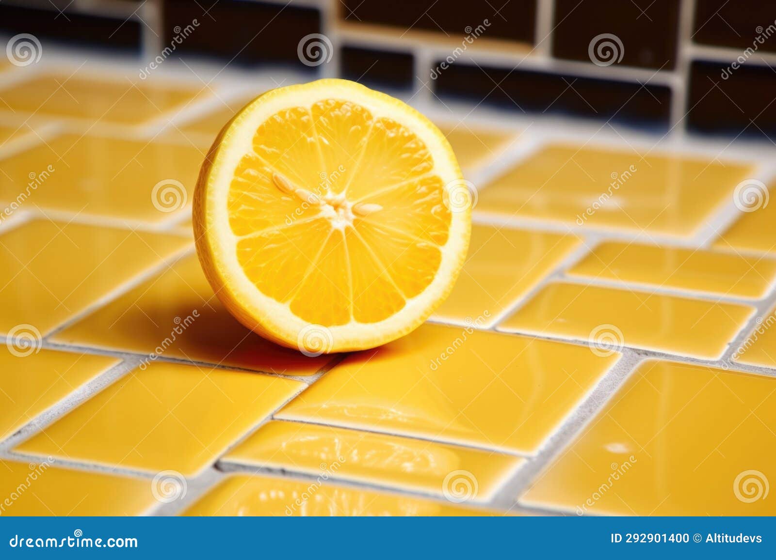 A Sliced Lemon on a Ceramic Tile Stock Photo - Image of kitchen ...