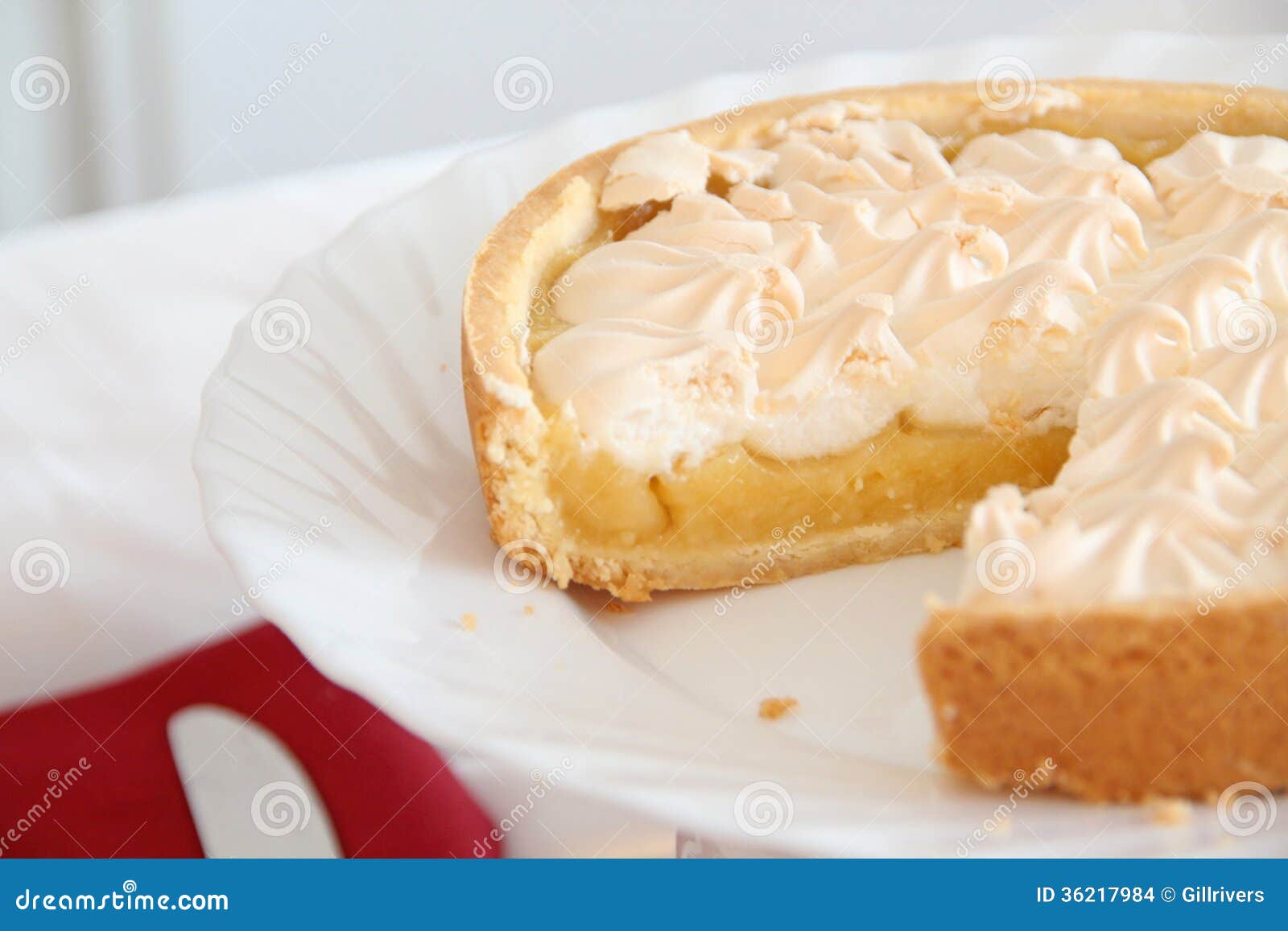 Sliced Lemon Meringue Pie stock photo. Image of businsses - 36217984