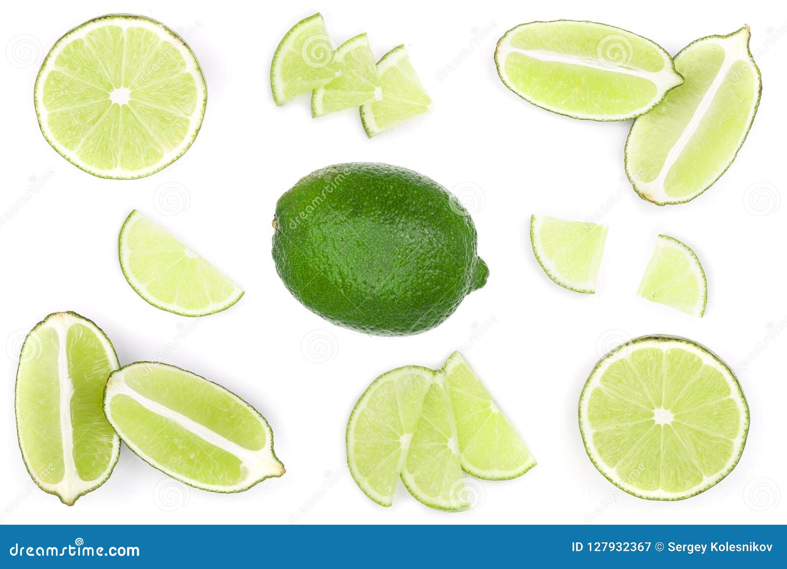 Sliced Lime Isolated on White Background. Top View Stock Image - Image ...