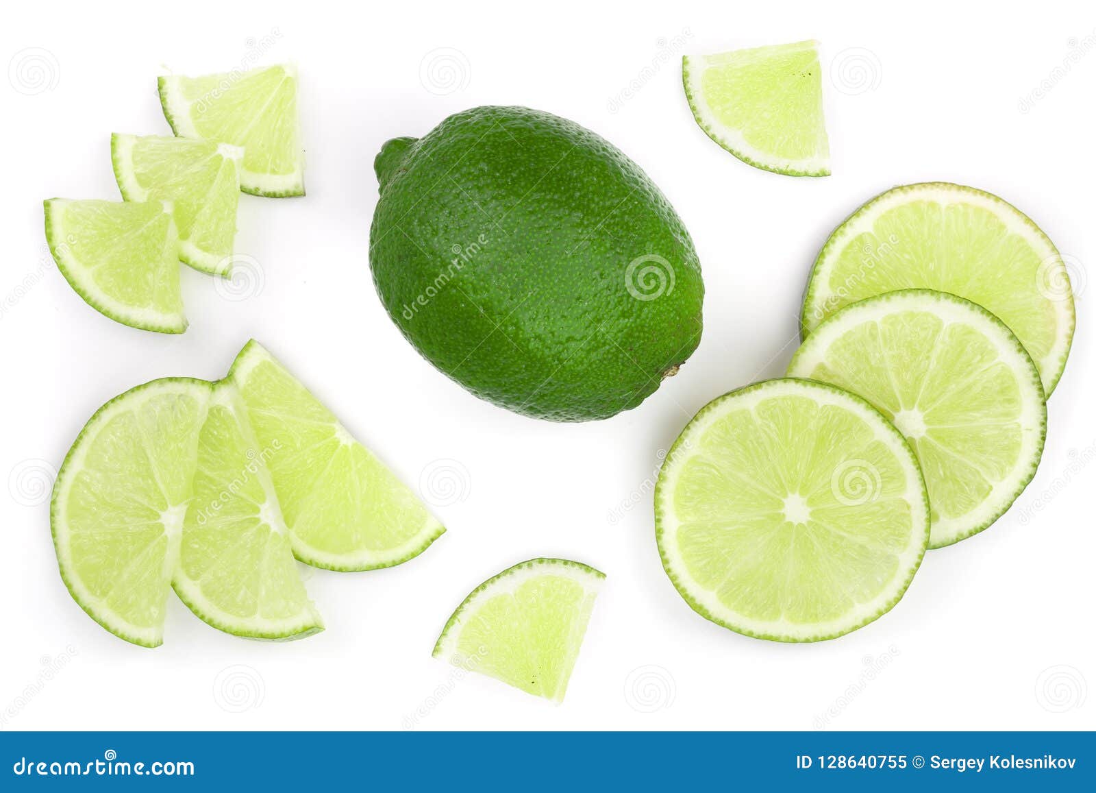 Sliced Lime Isolated On White Background. Top View. Flat Lay Pattern ...