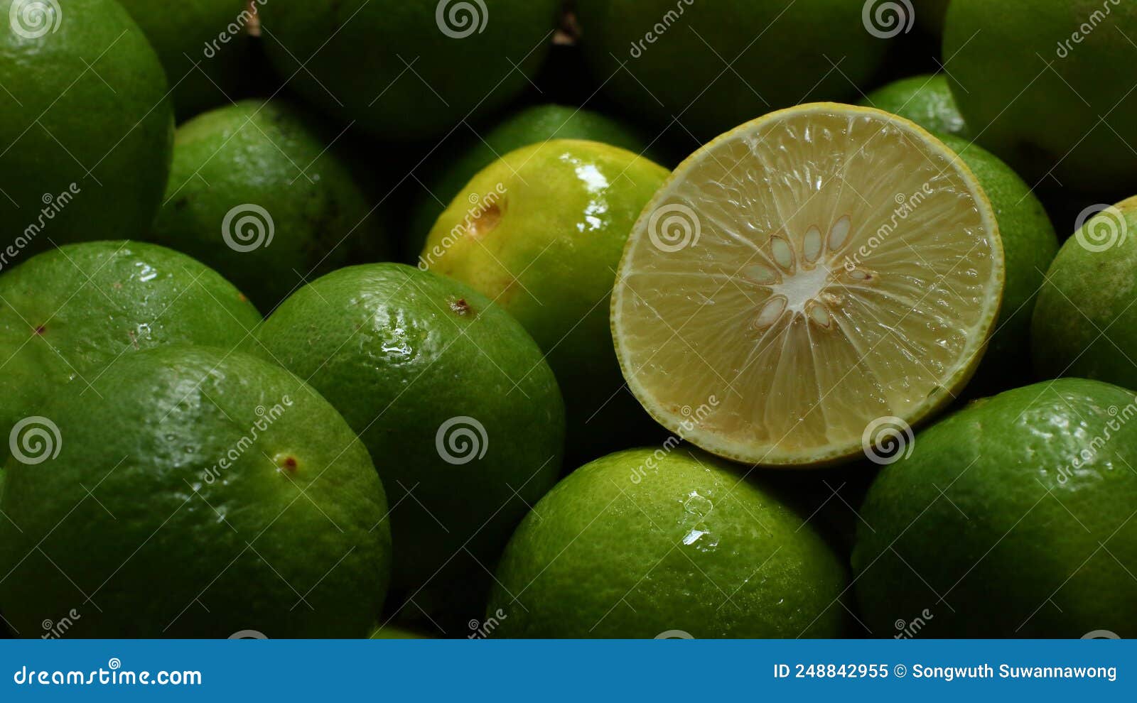 Sliced Lime and on Lamon Background. Stock Image - Image of freshness ...
