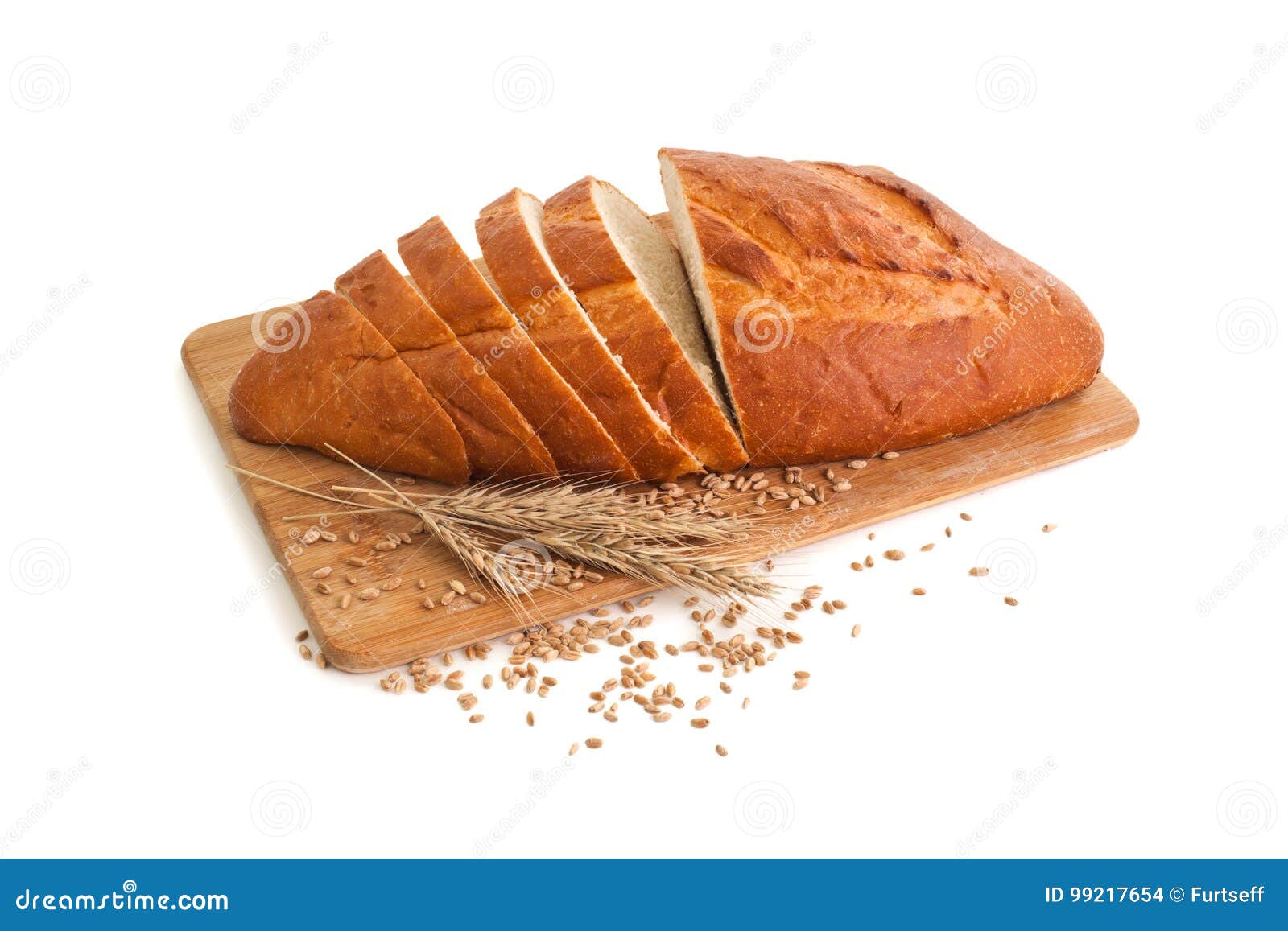 Sliced Loaf of Bread on a Cutting Board Stock Photo - Image of bread ...