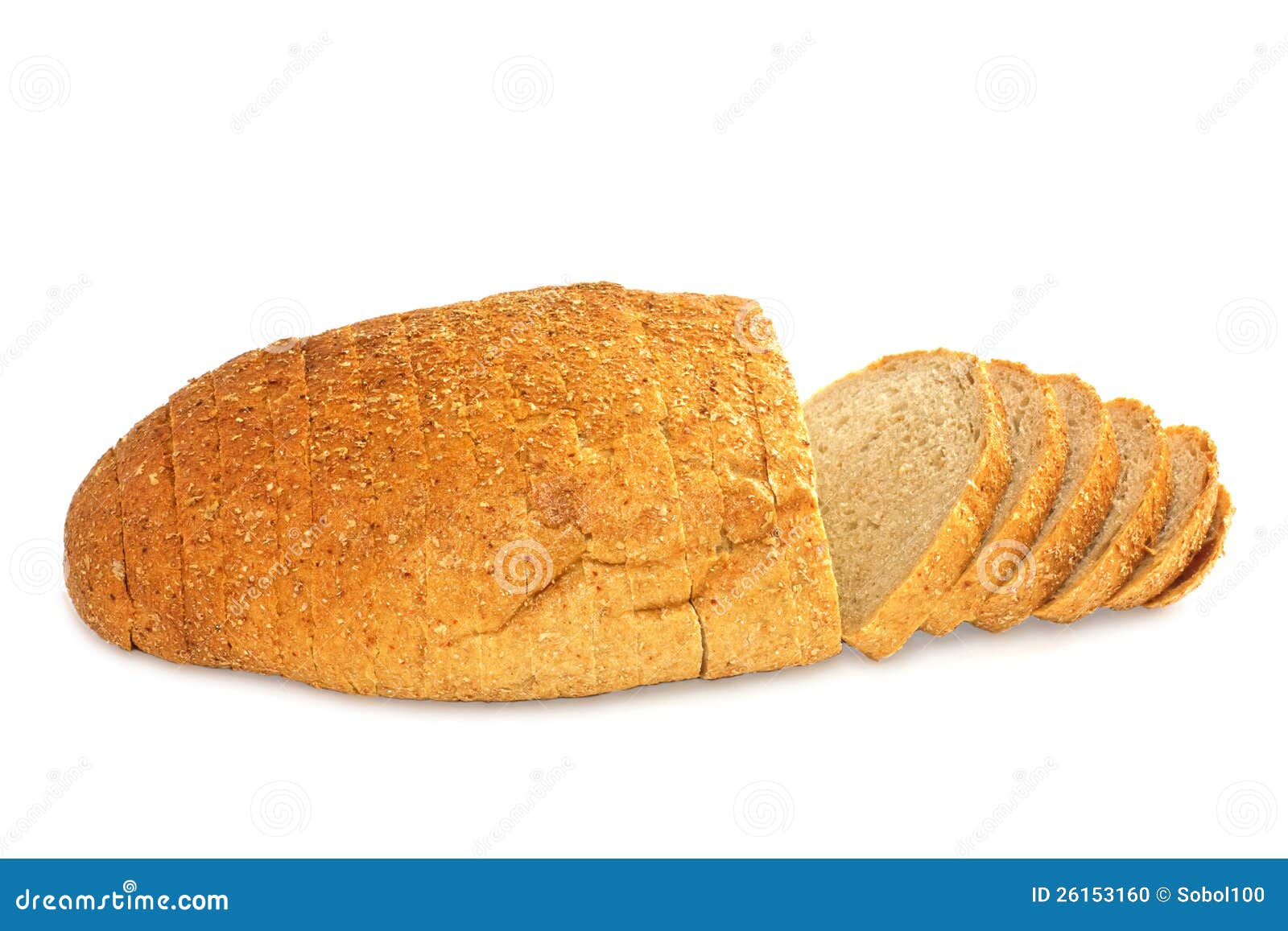 Sliced Loaf of Bread on White Stock Photo - Image of meal, homemade ...