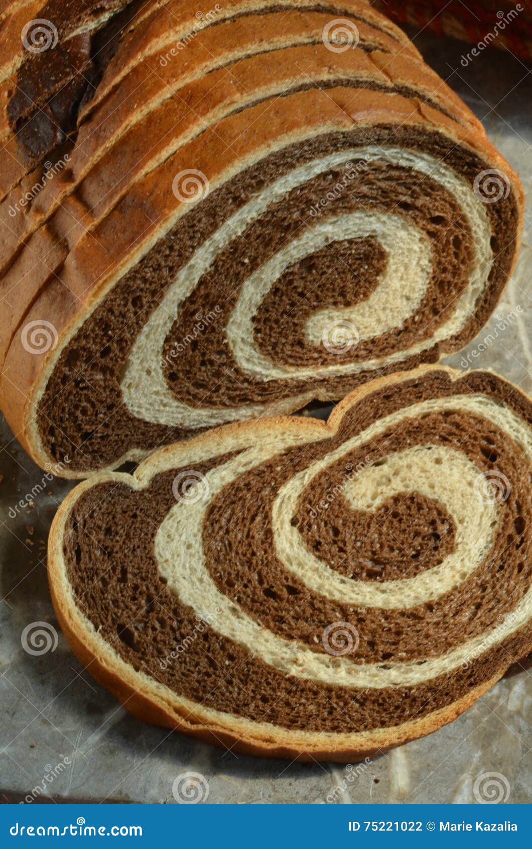 Sliced Loaf of Marble Rye Bread on Gray Stone Marble Surface Stock ...