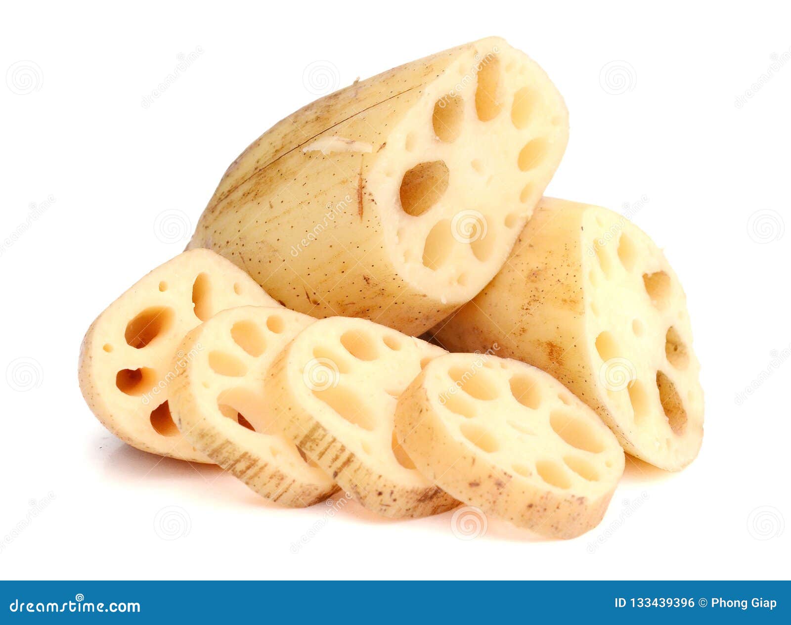 Sliced Lotus Root Isolated on the White Stock Photo - Image of isolated ...