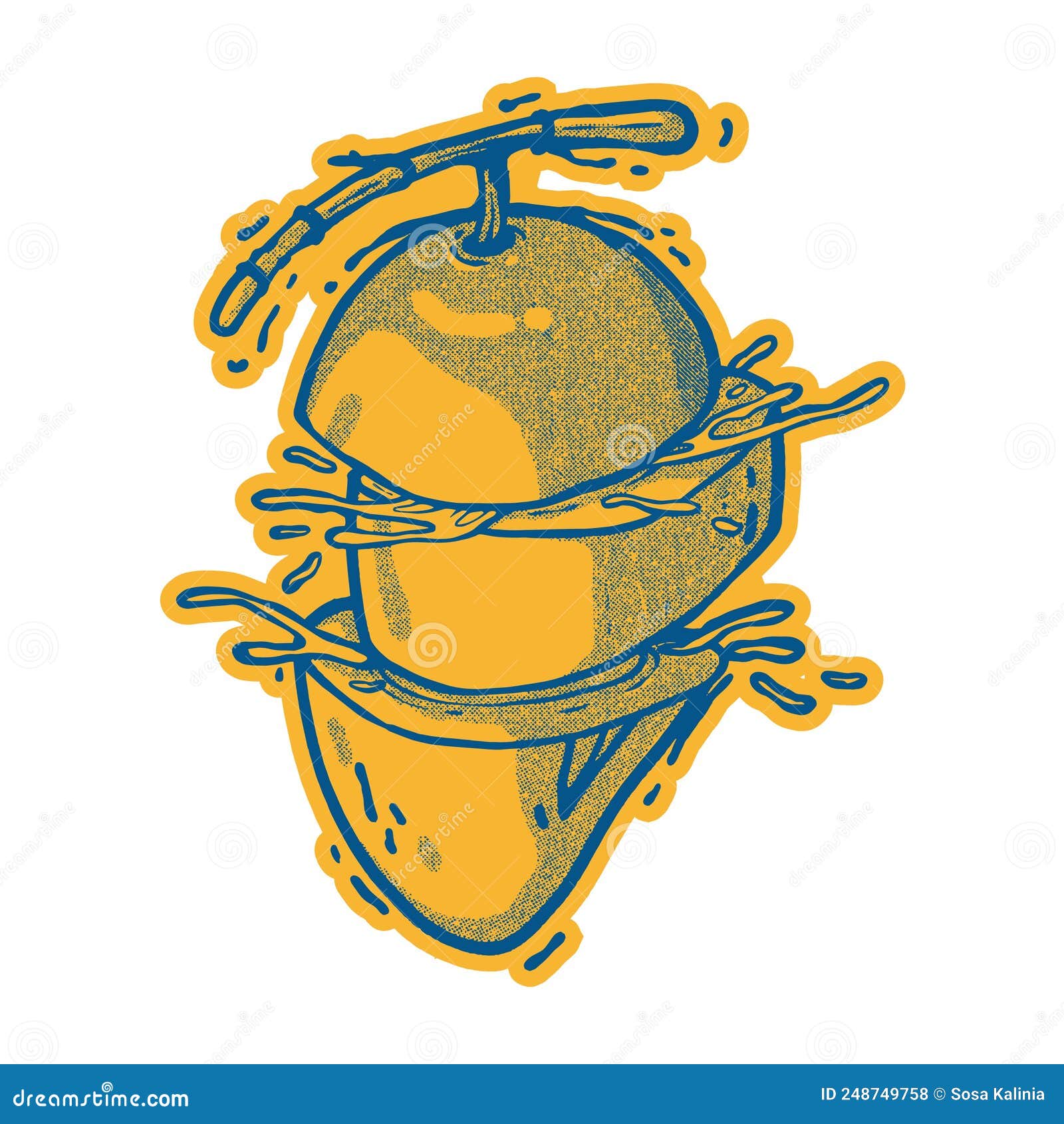 Sliced Mango. Hand Draw Technique Stock Vector - Illustration of drawn ...