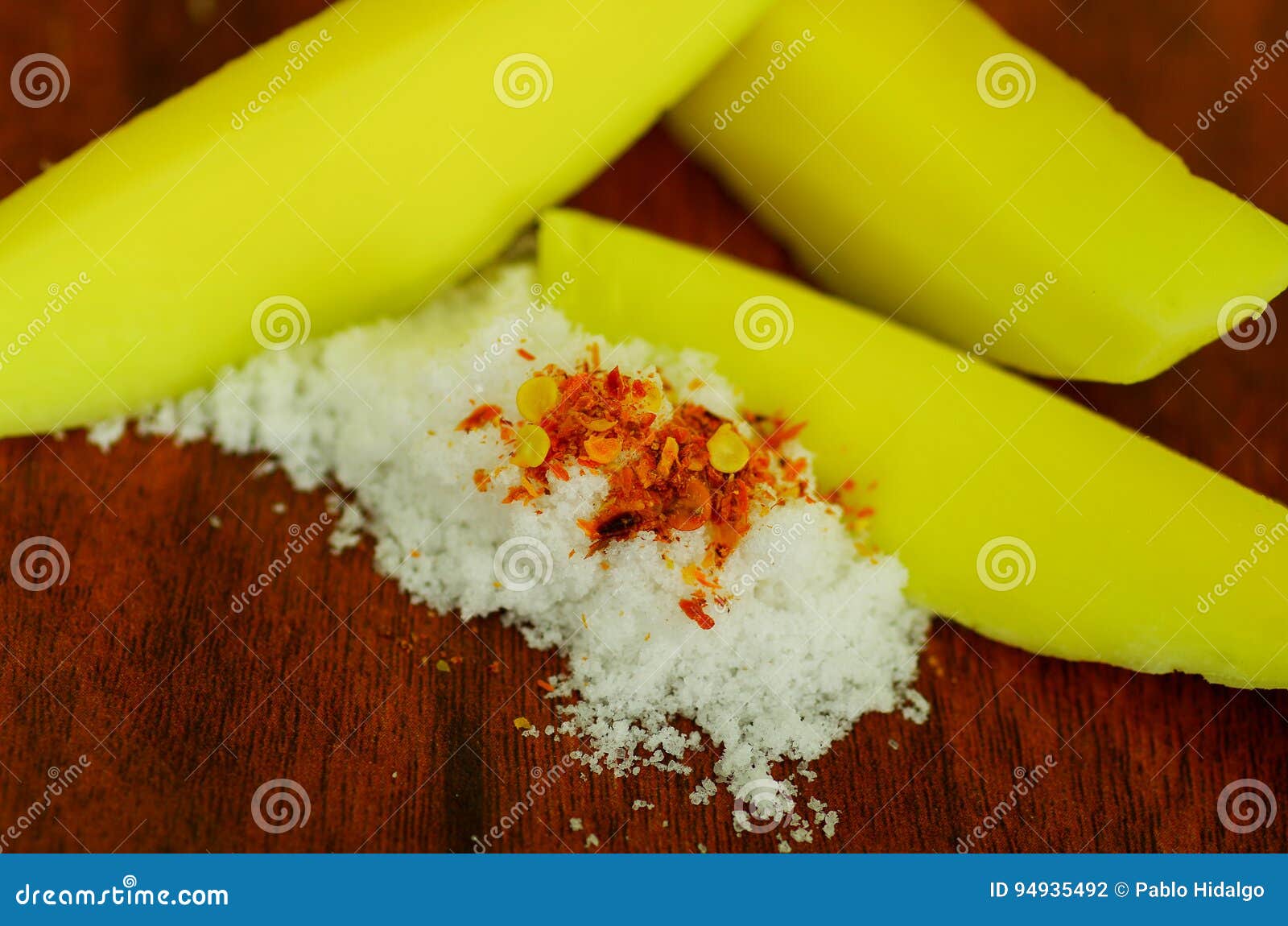 Sliced Mango Served with Salt Stock Photo - Image of gourmet, portion ...
