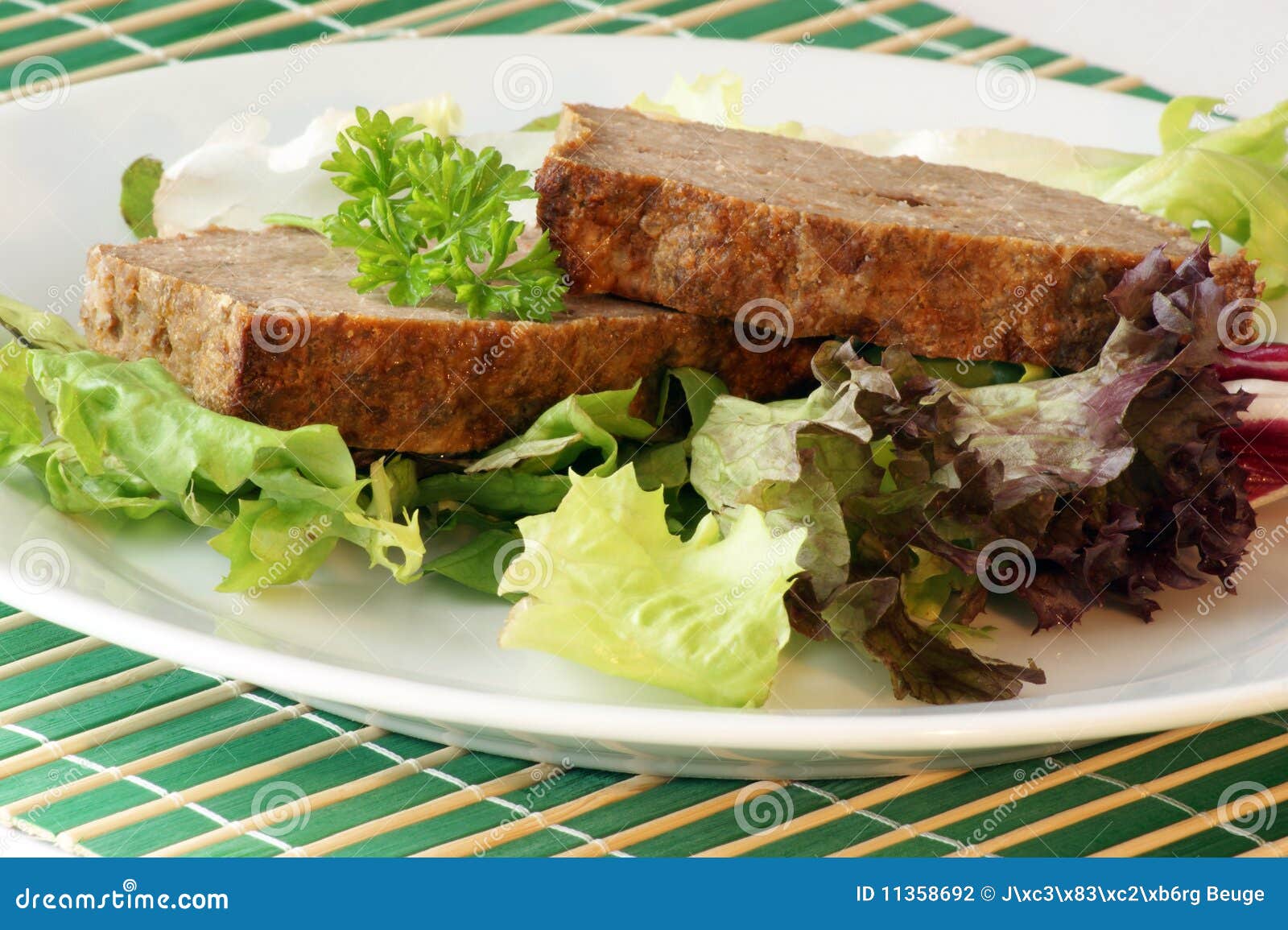 Sliced Meat Loaf with Vegetable on a Plate Stock Photo - Image of fine ...