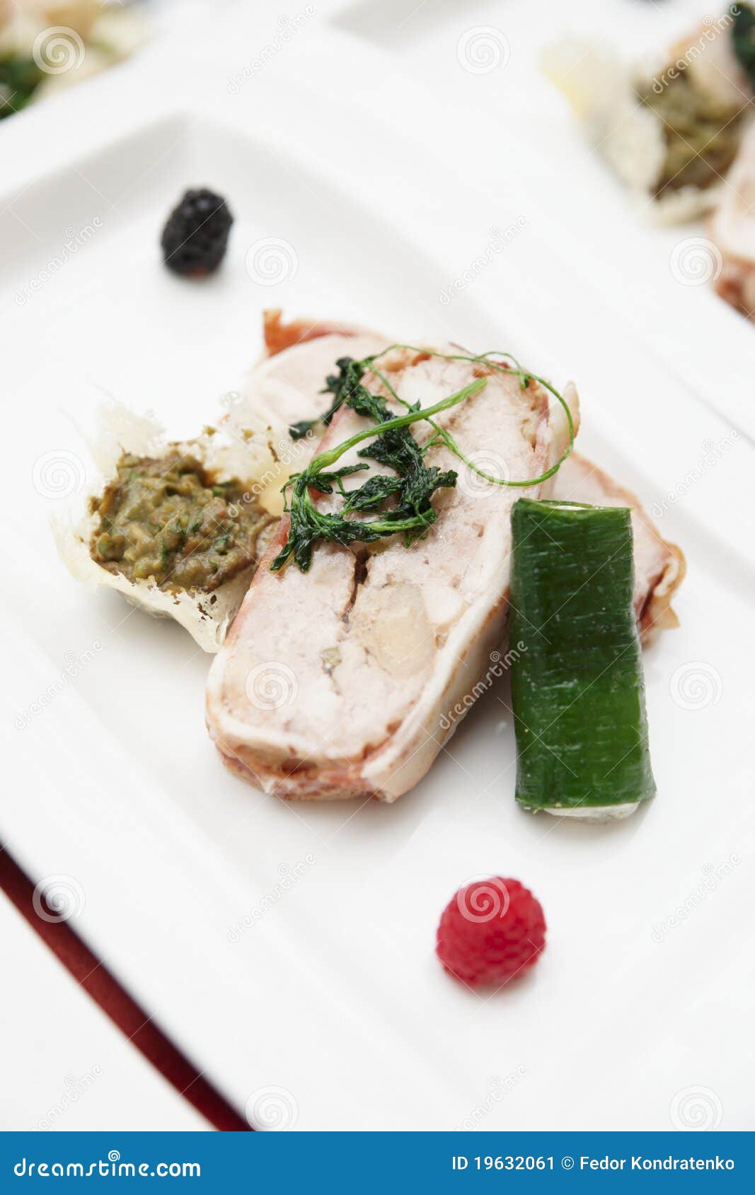 Sliced meat roll on plate stock image. Image of raspberry - 19632061