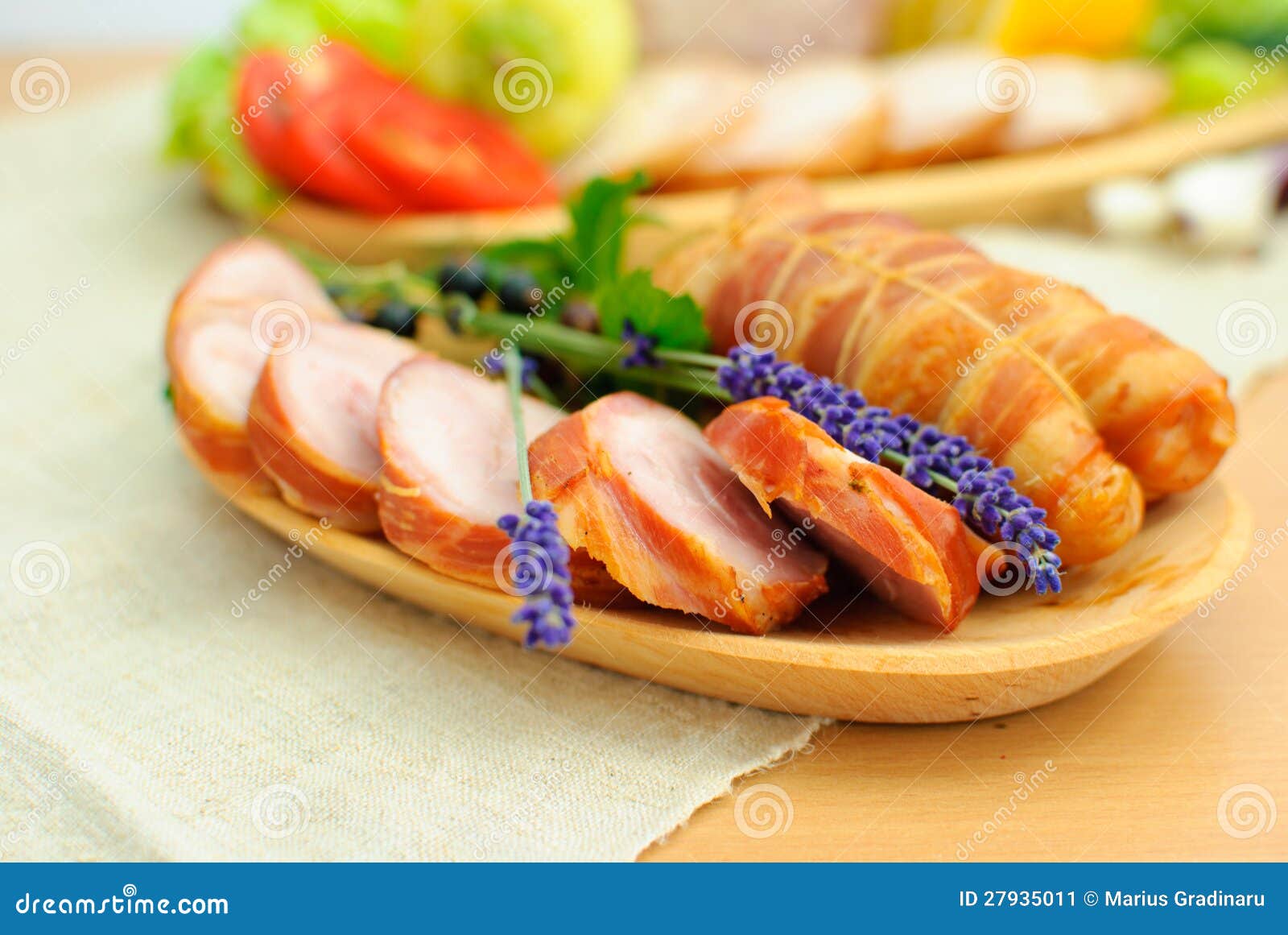 Sliced Meat Rolls on a Plate Stock Image - Image of golden, kitchen ...