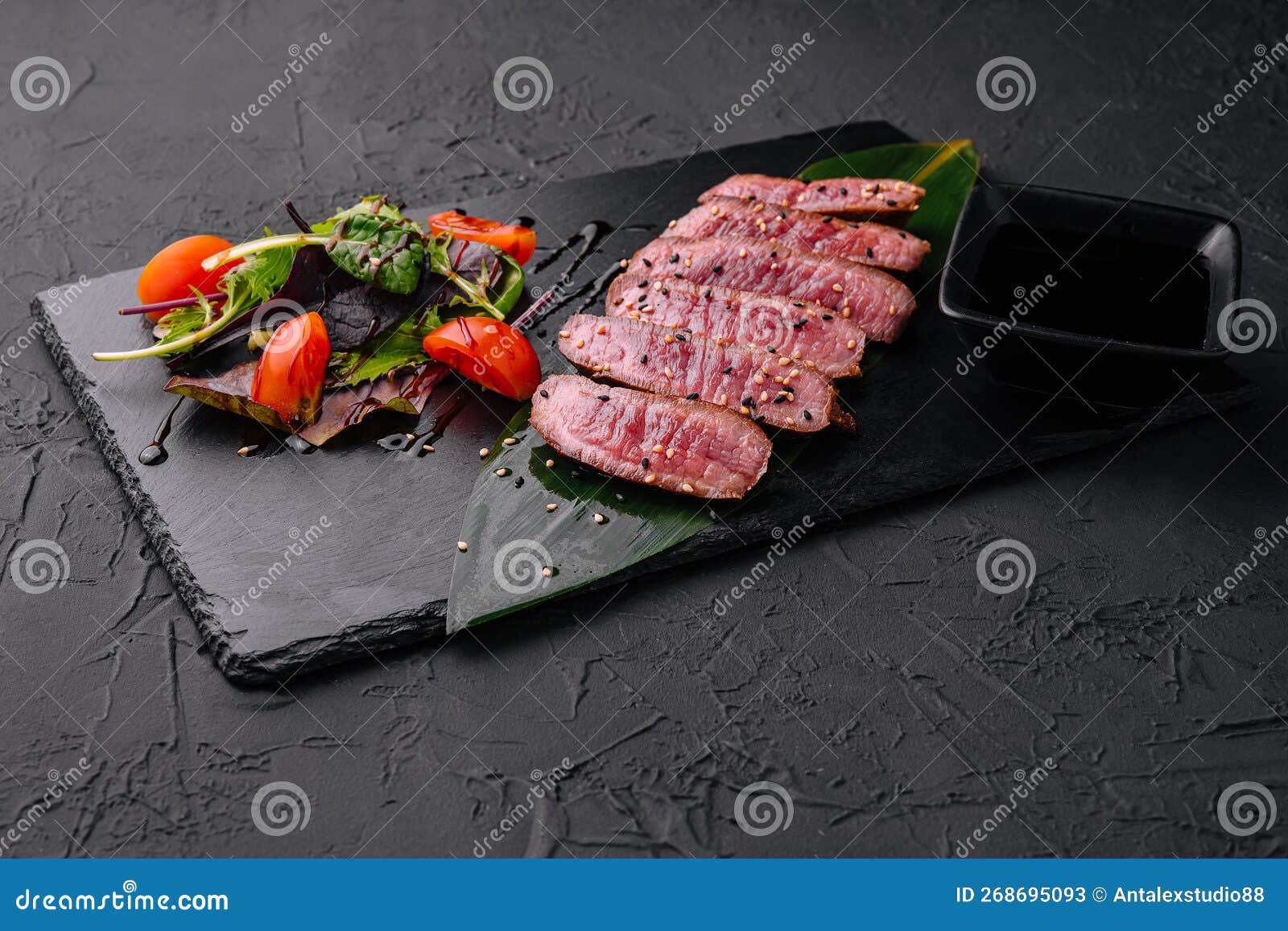 Sliced Medium Rare Roasted Beef Meat Pieces Stock Image - Image of ...