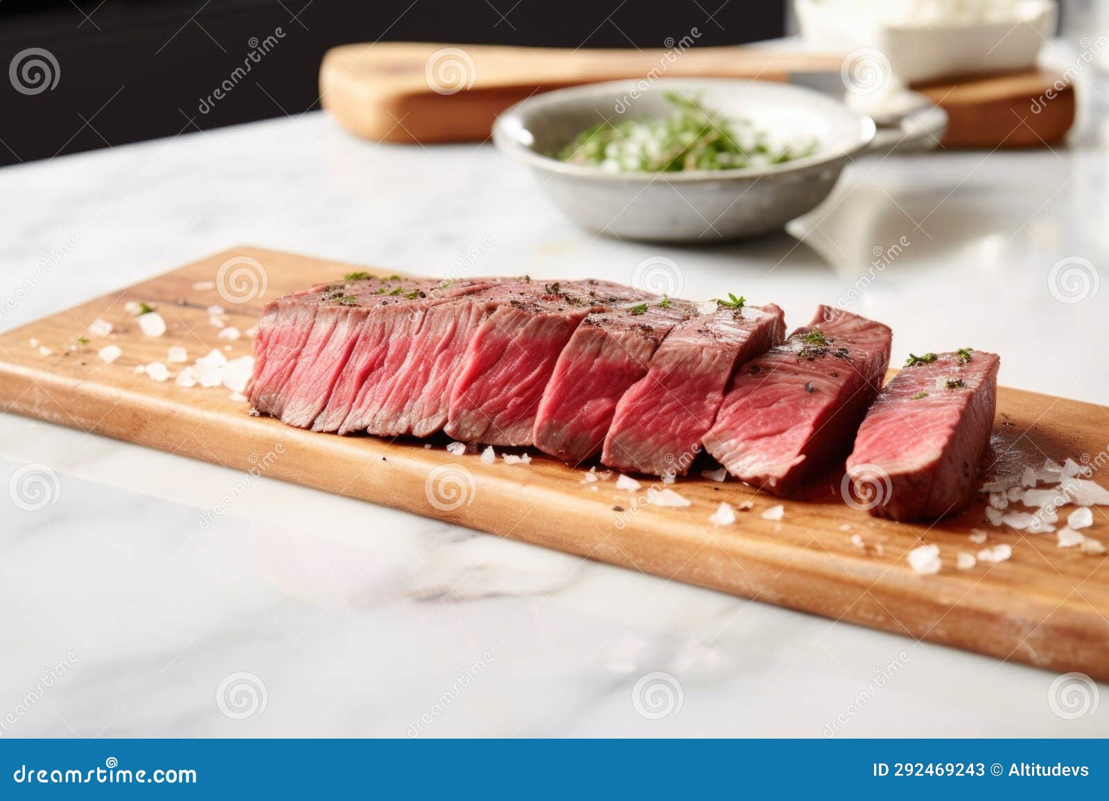 Sliced Medium-rare Steak on a Marble Slab Stock Image - Image of meat ...