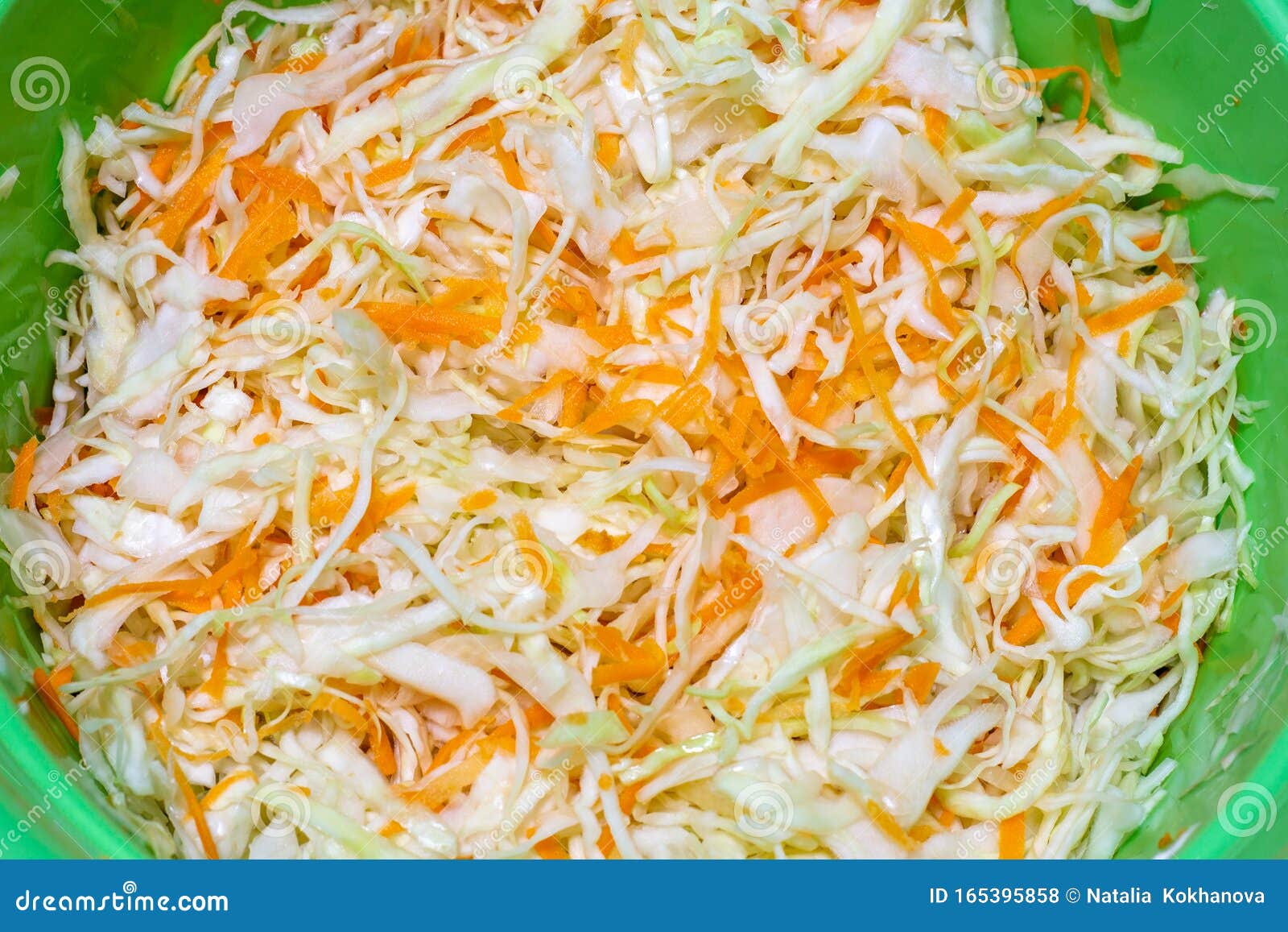 Sliced and Mixed White Cabbage with Carrots Stock Photo - Image of ...