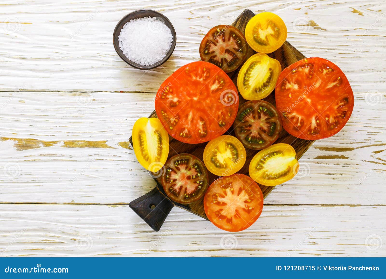 Sliced Multi-colored Tomatoes for Salad Stock Image - Image of healthy ...