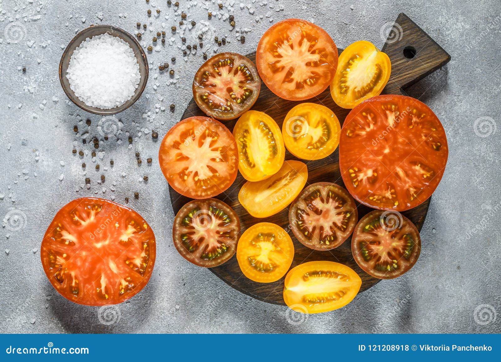 Sliced Multi-colored Tomatoes for Salad Stock Photo - Image of kumato ...