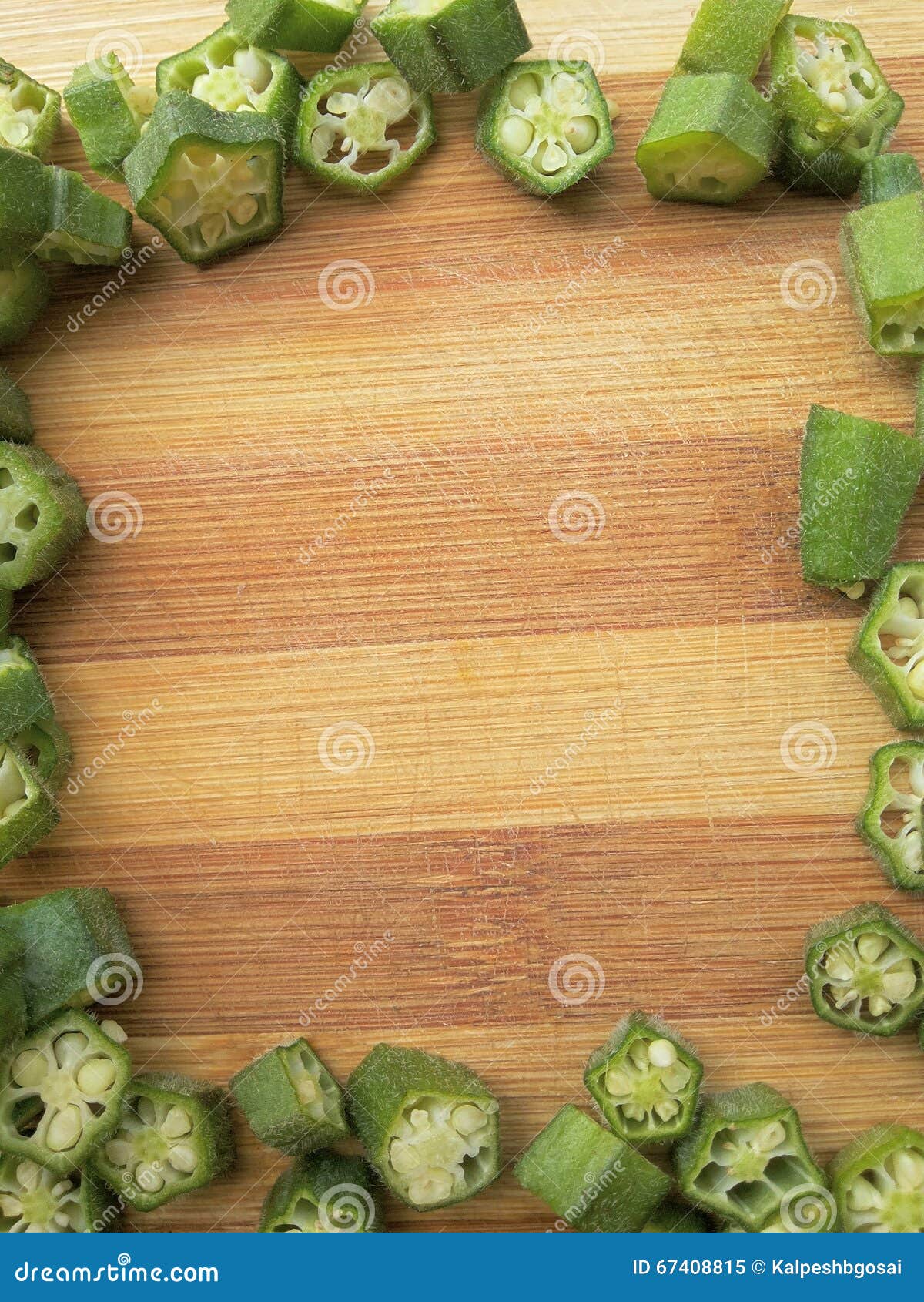 Sliced Okra Frame on Wooden Background Stock Image - Image of cooking ...