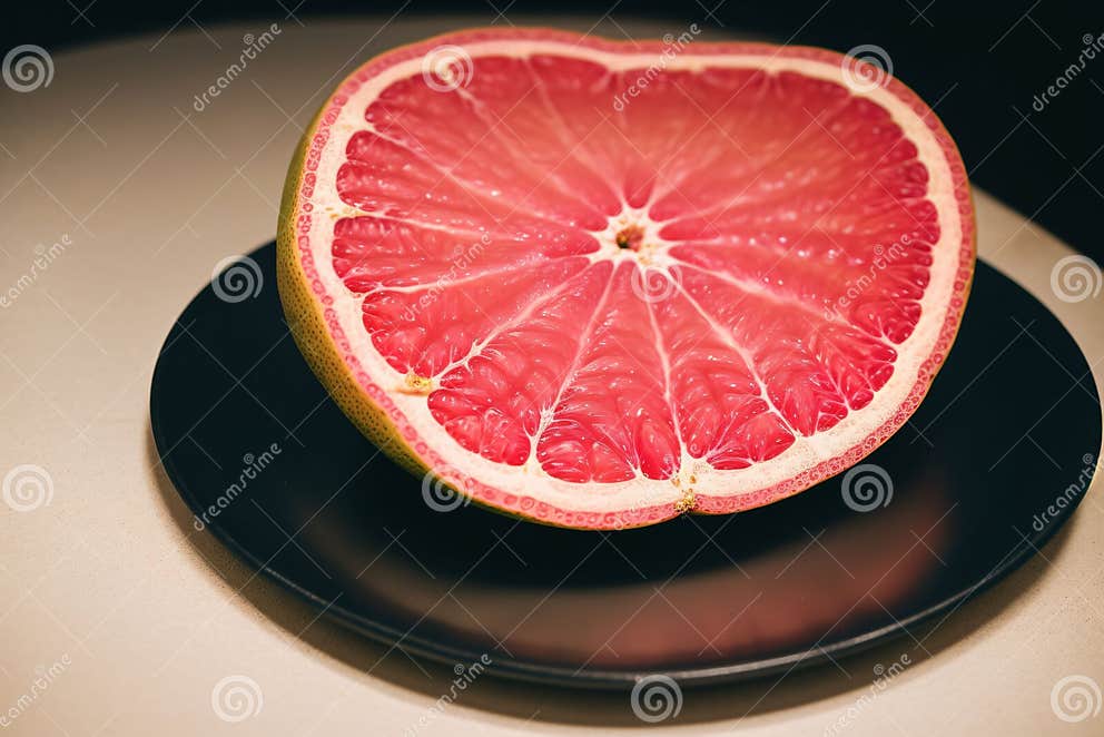 A Sliced Open Grapefruit Revealing Its Ruby Interior Stock Illustration ...