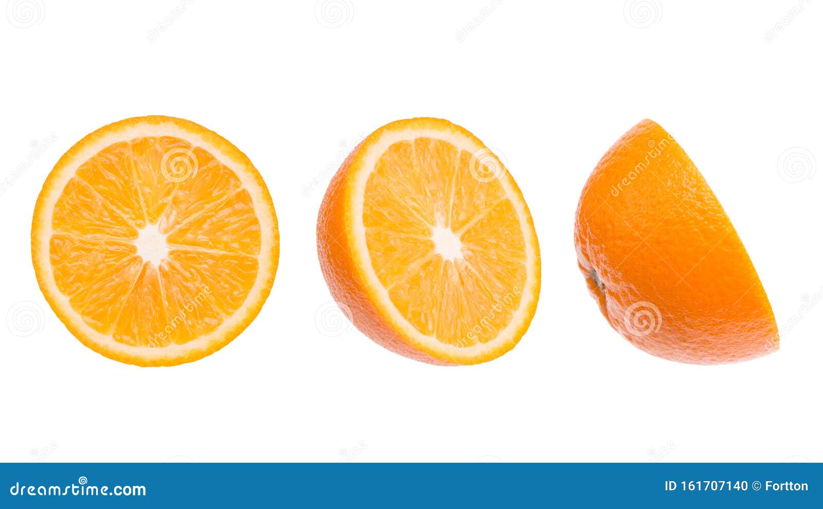 Sliced Orange Close-up. Three Parts of an Orange Stock Photo - Image of ...