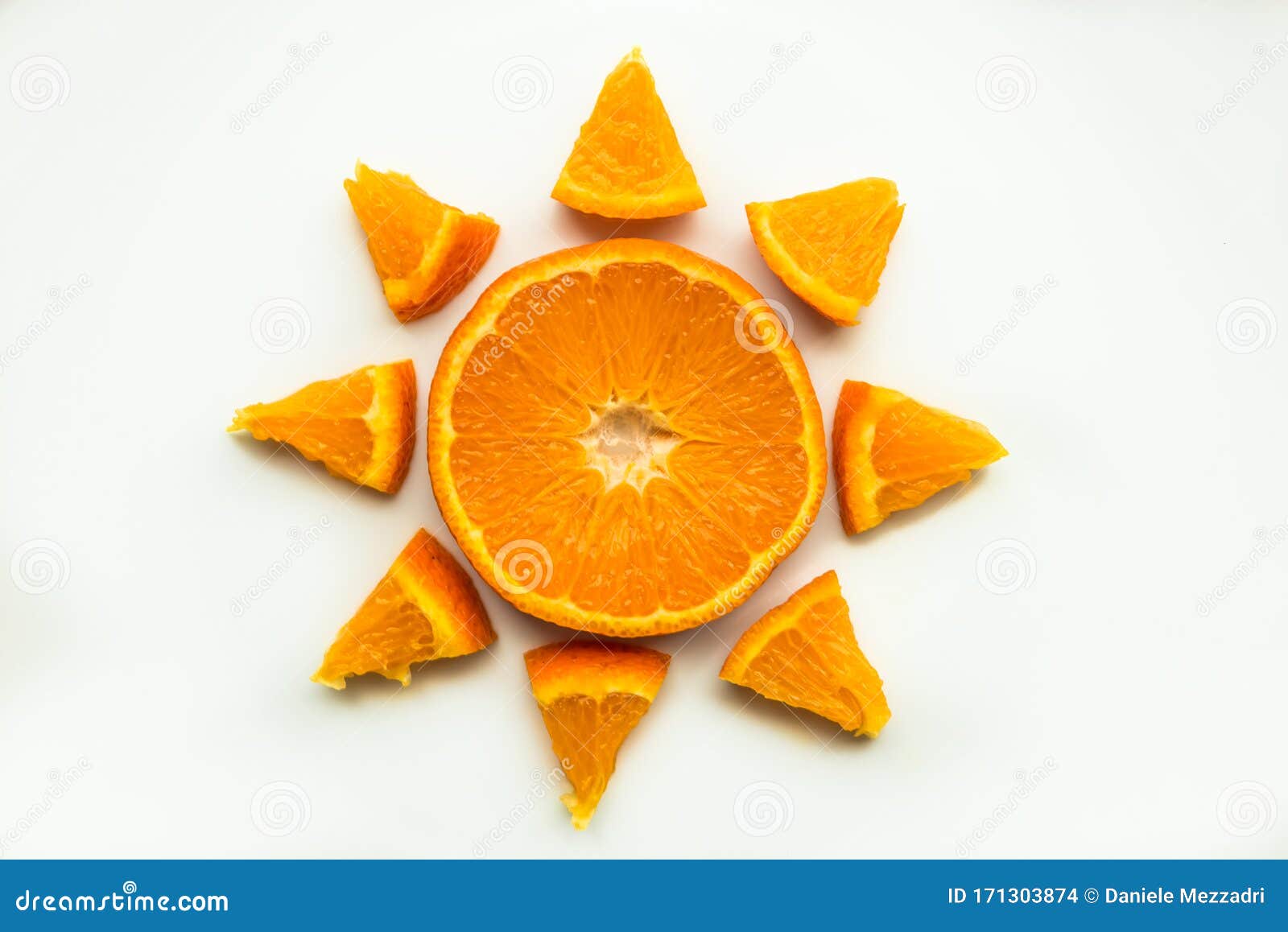 Sliced Orange with Shape of Sun Stock Photo - Image of shape, slice ...