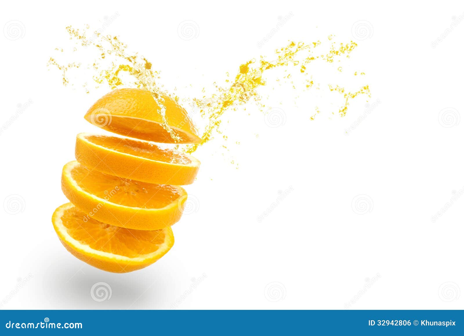 Sliced of Orange with Splashing Juice on White Background Stock Photo ...