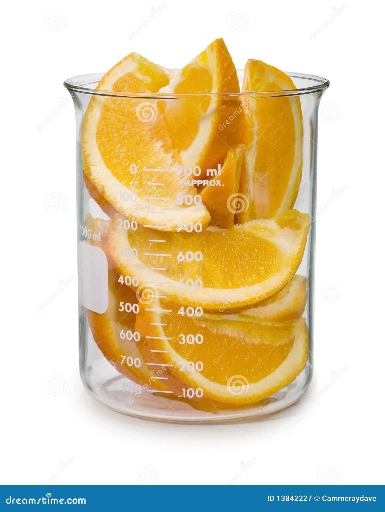 Sliced Oranges in a Beaker stock image. Image of isolated - 13842227