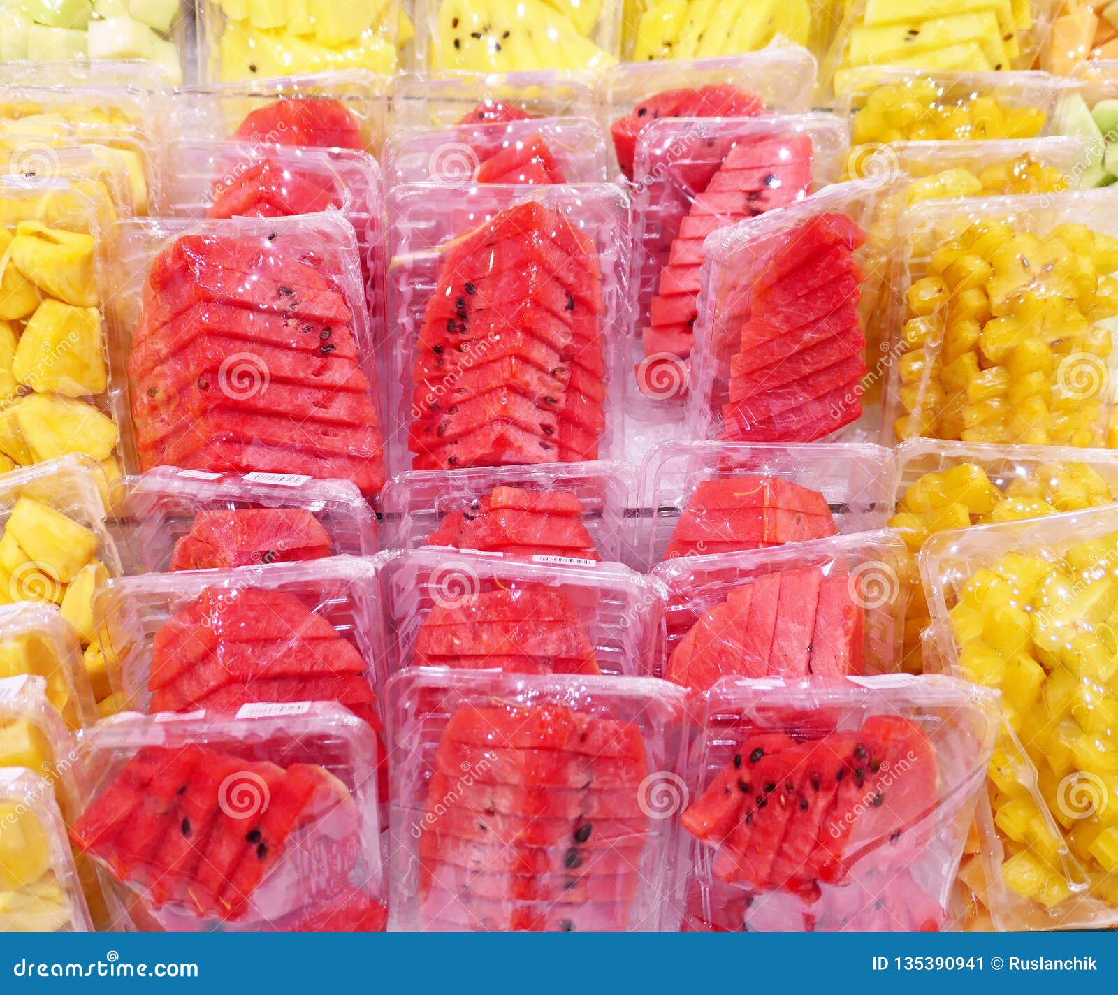 Sliced packed watermelon stock image. Image of organic - 135390941