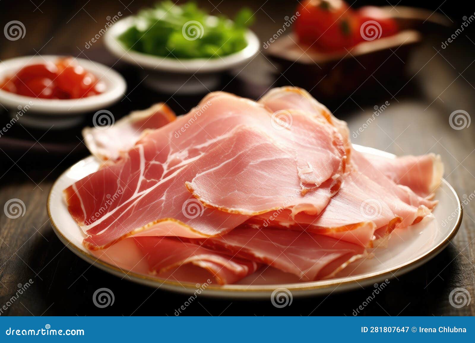 Sliced Parma Ham in Dish. Generative AI Stock Image - Image of eating ...