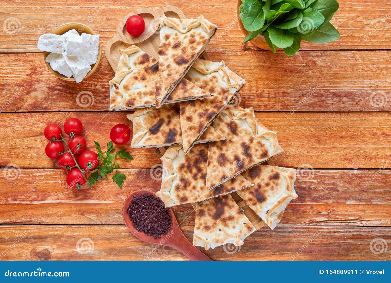 Sliced Pie with Spinach and Cheese with Ingredients Stock Image - Image ...