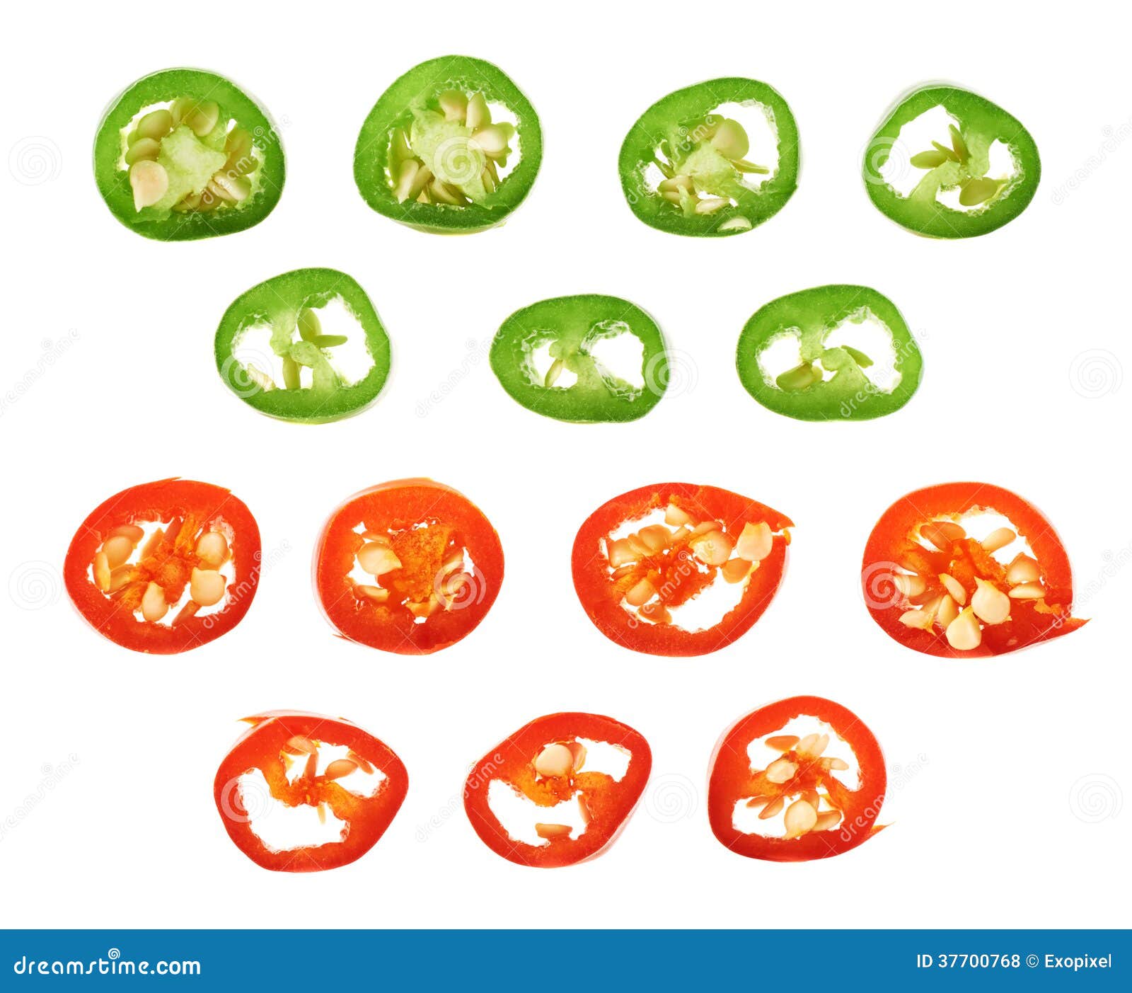 Sliced in Pieces Chili Pepper Isolated Stock Photo - Image of ...