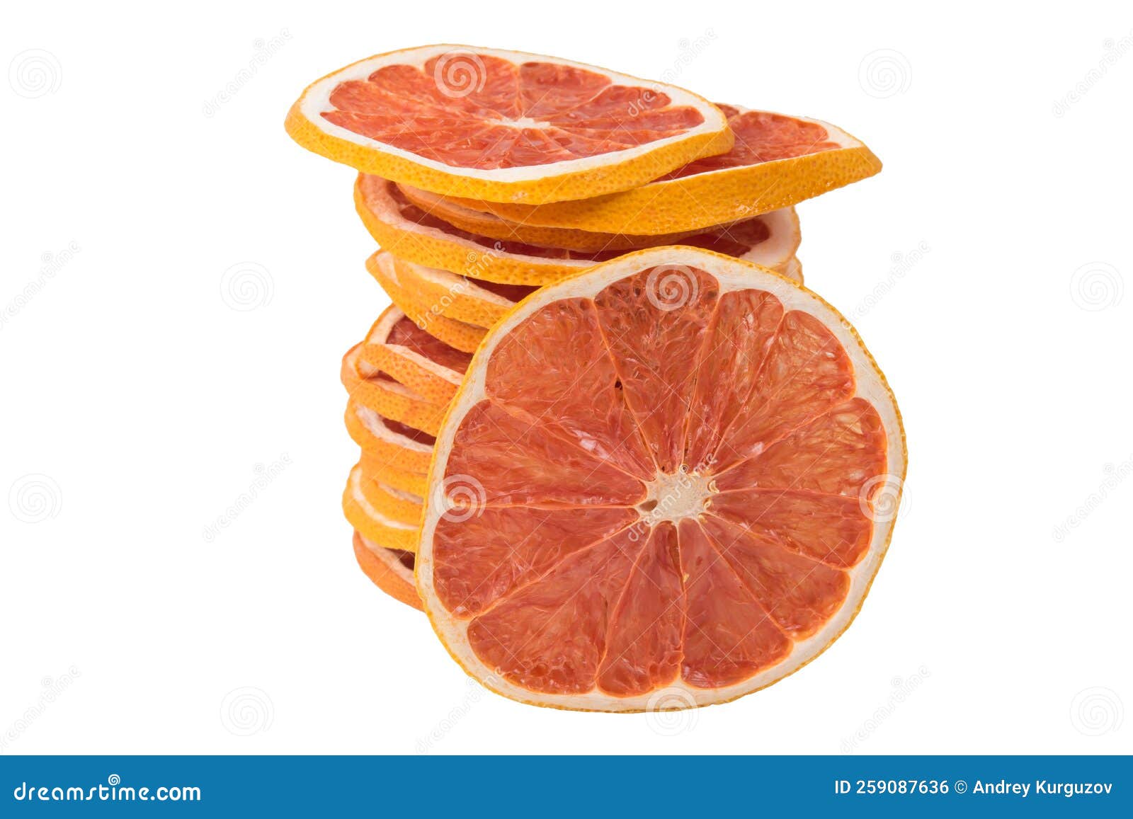Sliced Pieces of Dried Grapefruit, on a White Background, Close-up ...