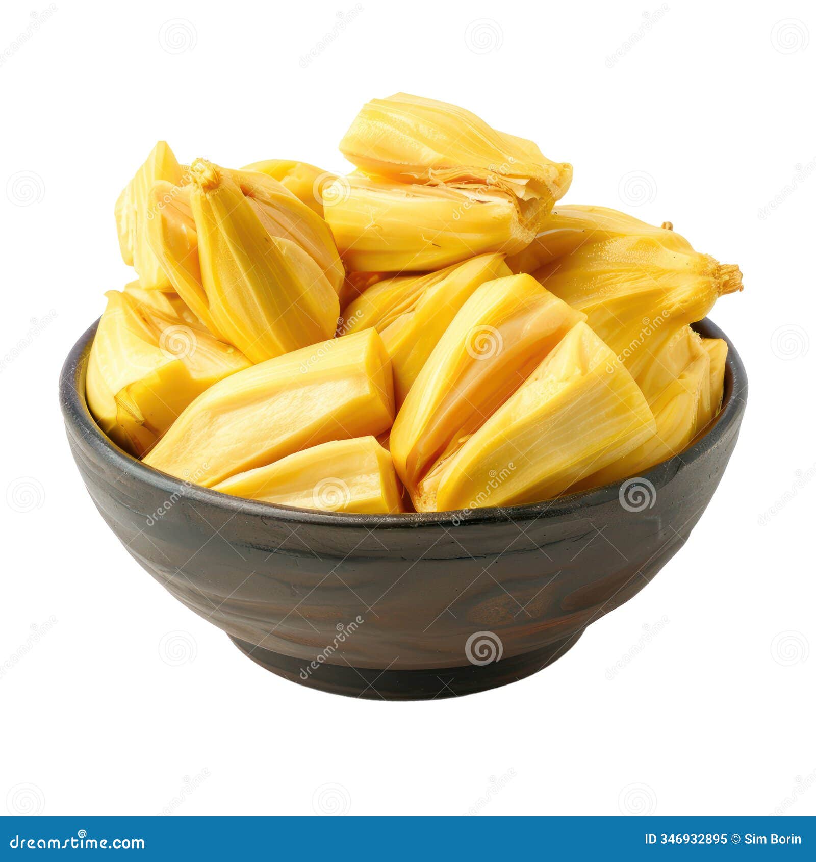 Sliced Pieces of Jackfruit in Bowl Front View Isolate Stock ...