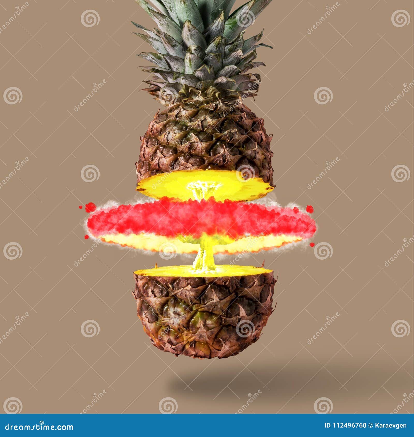 Sliced Pineapple with a Simulated Explosion. Stock Illustration ...