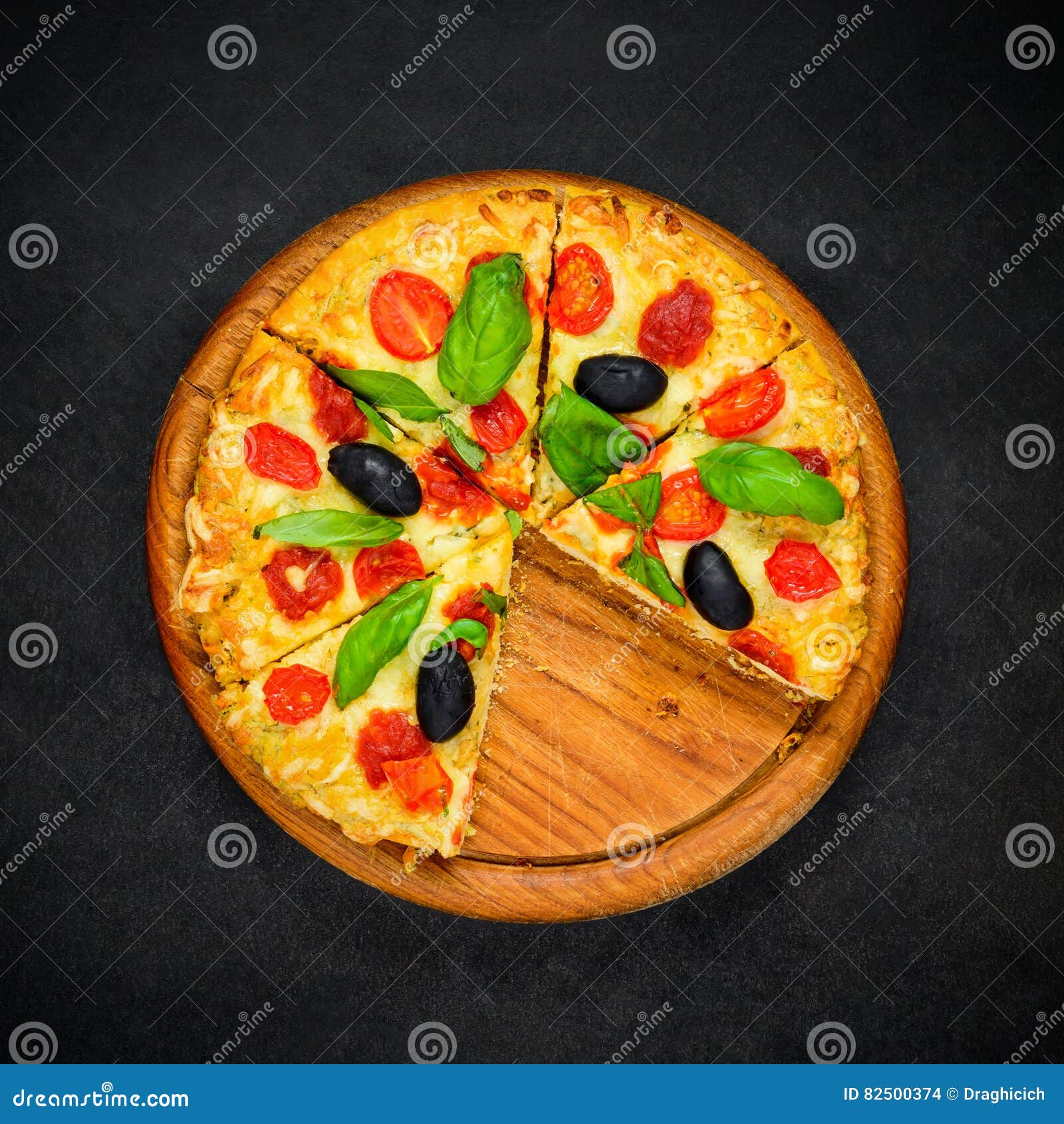 Sliced Pizza on Dark Background Stock Photo - Image of sliced, fast ...