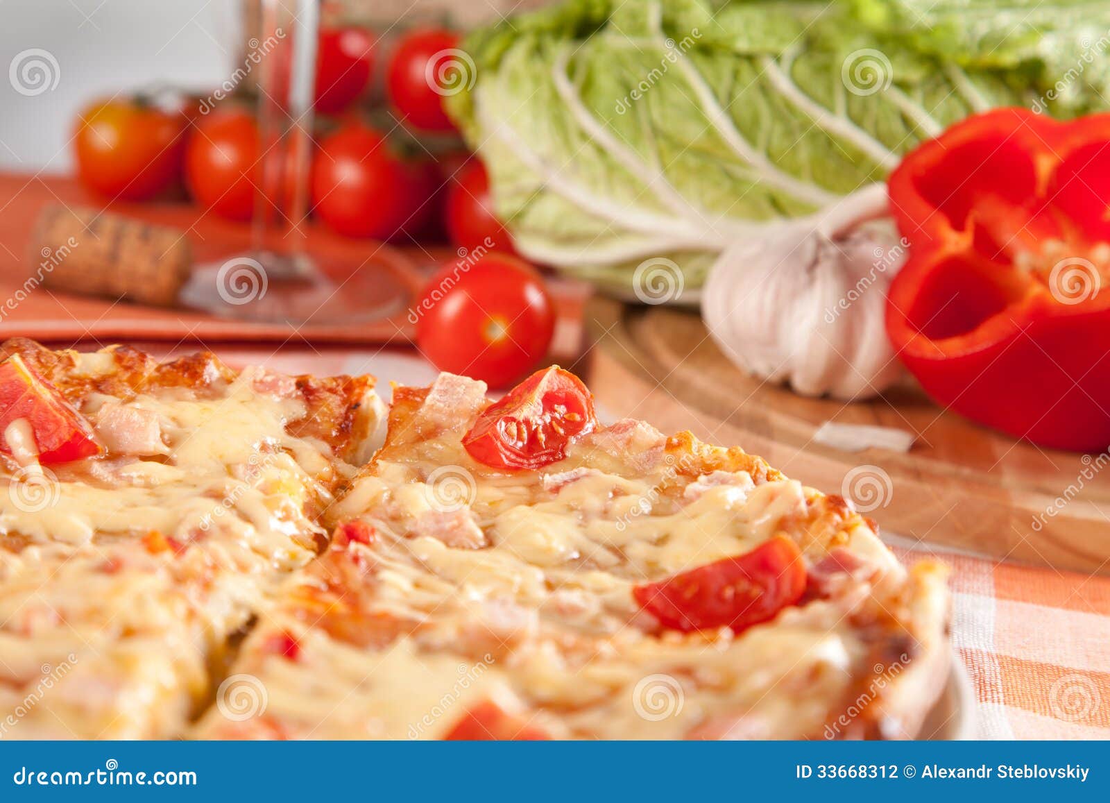 Sliced pizza stock photo. Image of garlic, pizza, vegetable - 33668312