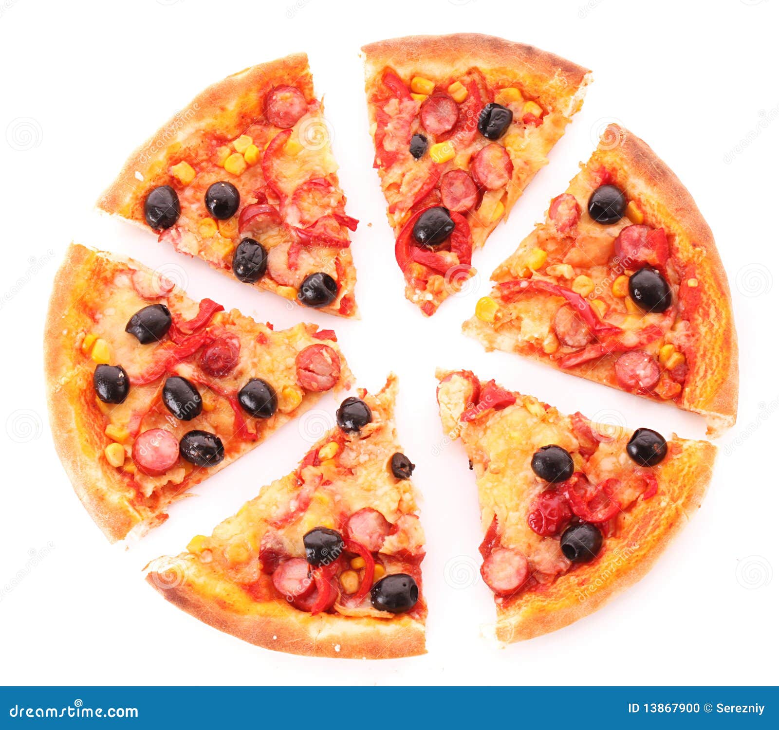 Sliced Pizza with Olives Isolated Stock Photo - Image of sliced, meat ...