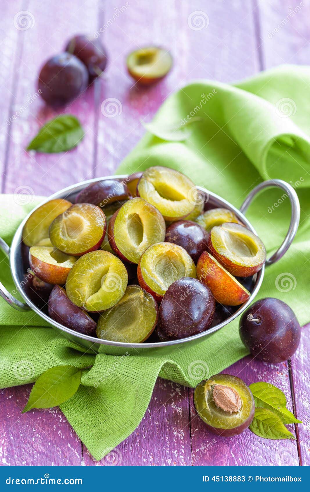Sliced plums stock image. Image of natural, homemade - 45138883