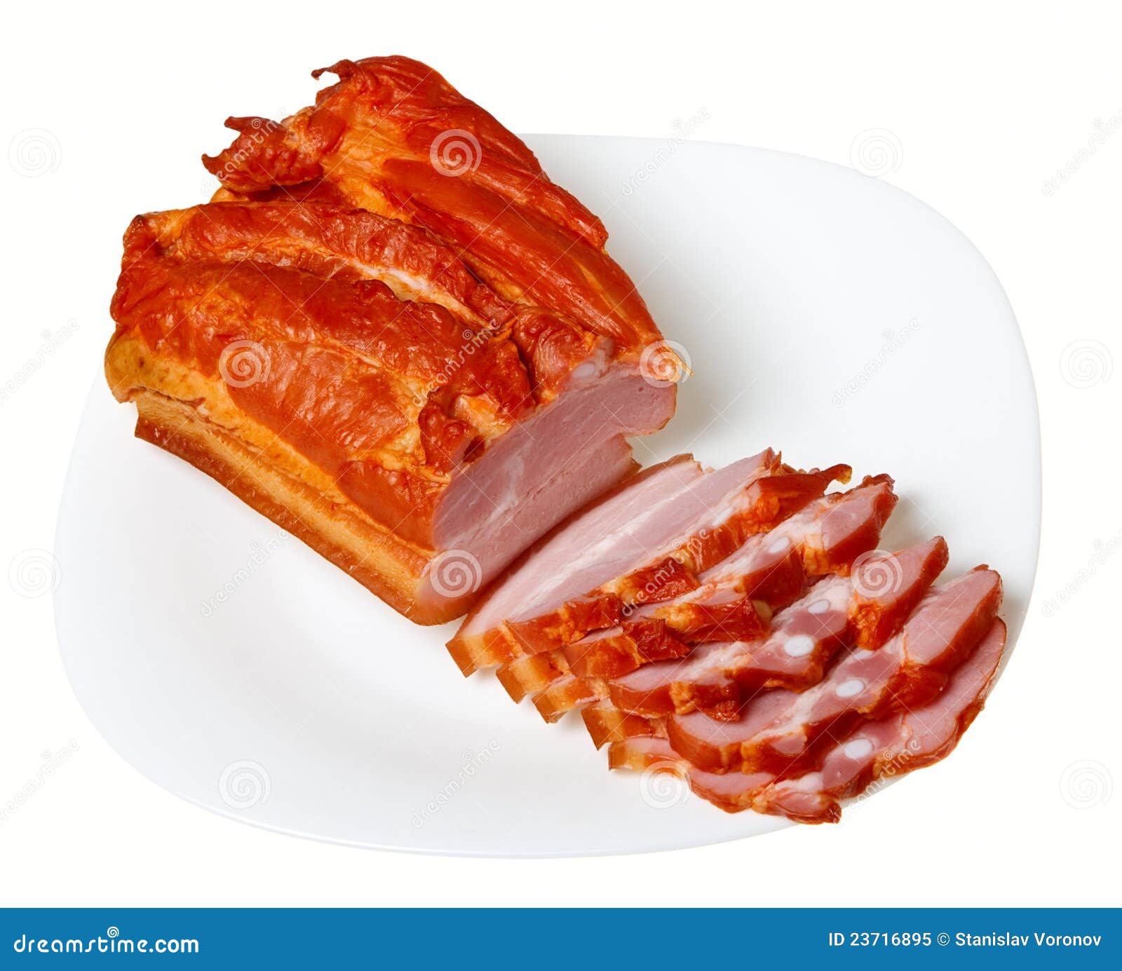 Sliced Pork (bacon) (isolated) Stock Image - Image of background ...
