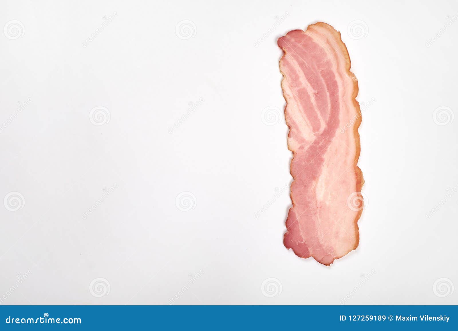 Sliced Pork Bacon on a White Background Stock Image - Image of crunchy ...
