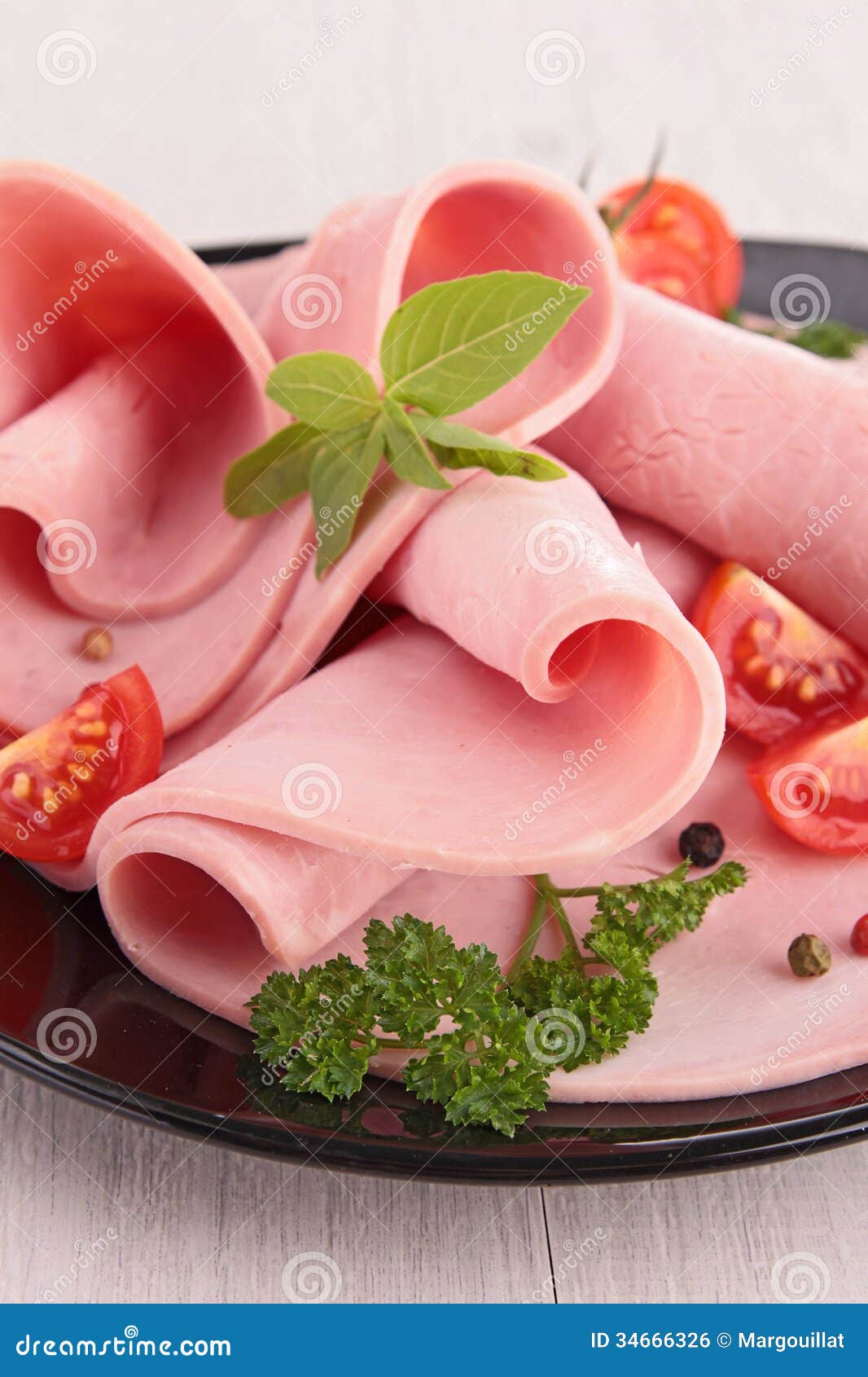 Sliced pork ham stock photo. Image of appetizer, meat - 34666326