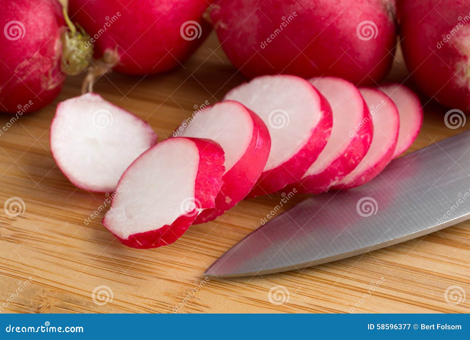 Sliced Radish on Cutting Board with Knife Stock Image - Image of ...