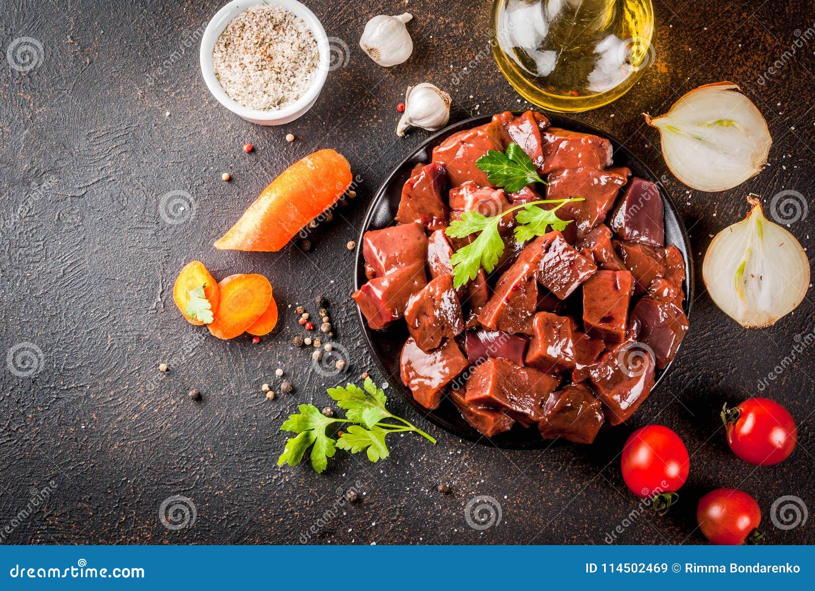 Sliced raw beef liver stock image. Image of cooking - 114502469