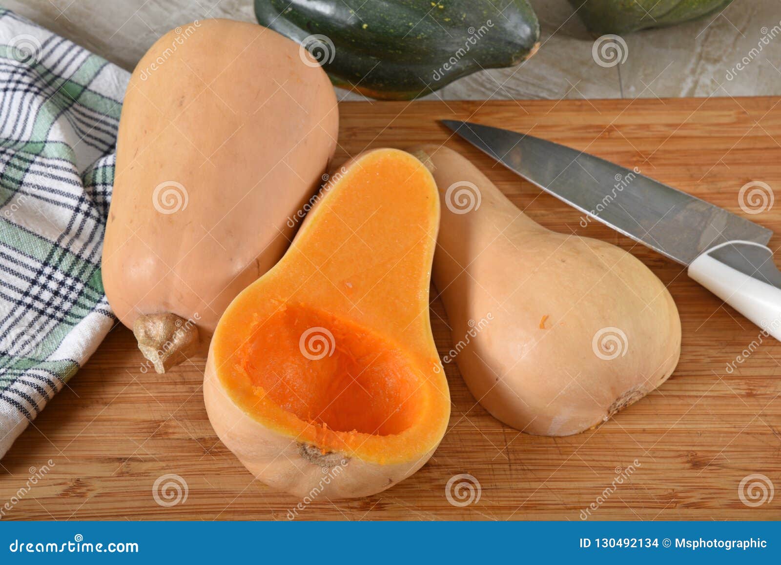 Sliced Raw Butternut Squash Stock Photo - Image of wooden, golden ...