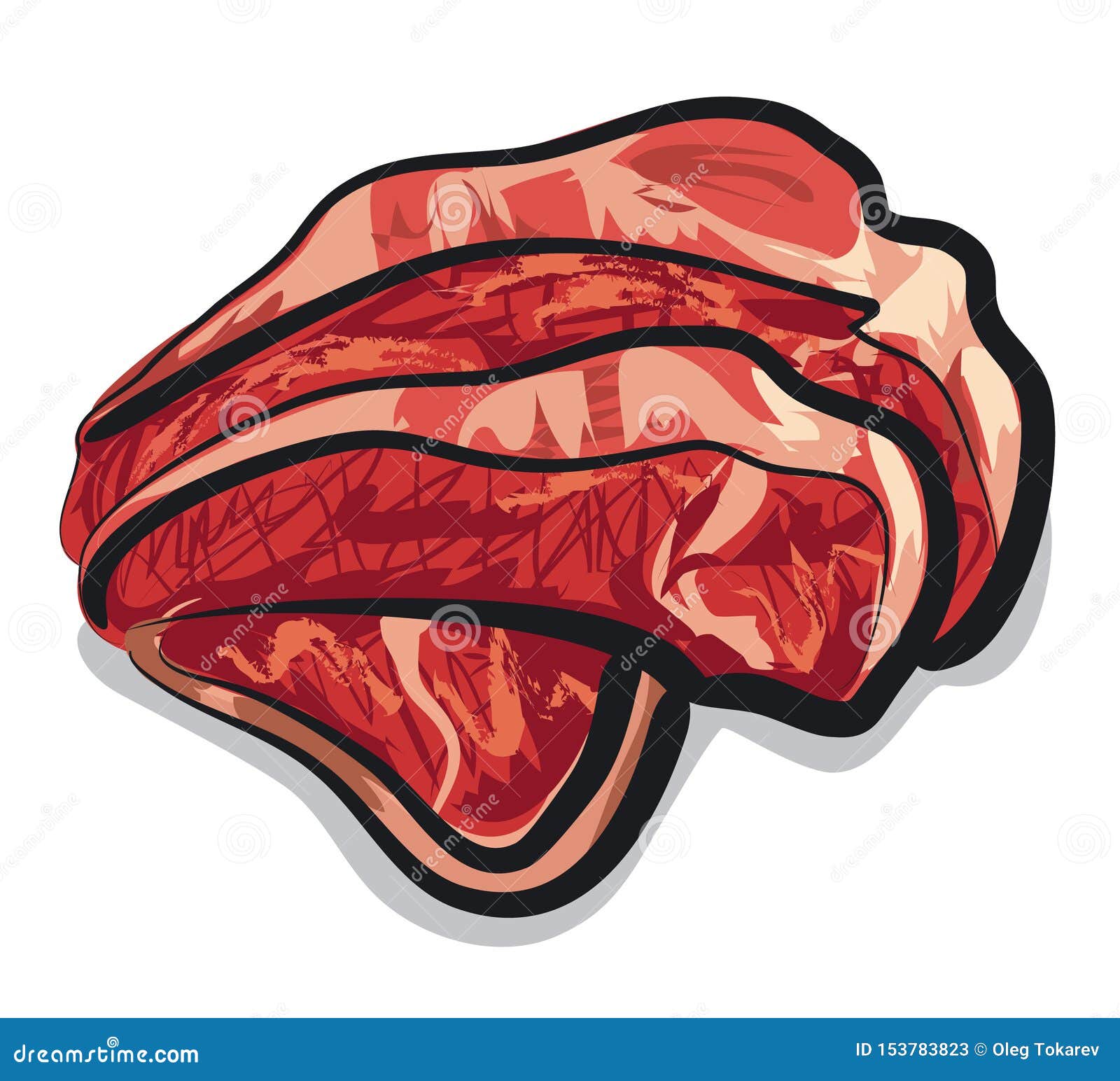 Sliced raw meat stock vector. Illustration of dinner - 153783823