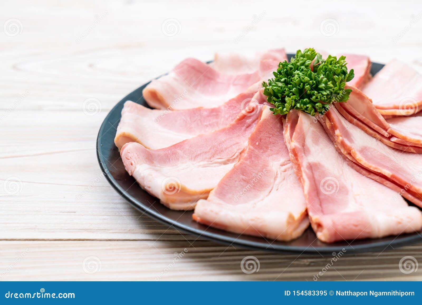Sliced raw pork bacon stock image. Image of sliced, meal - 154583395