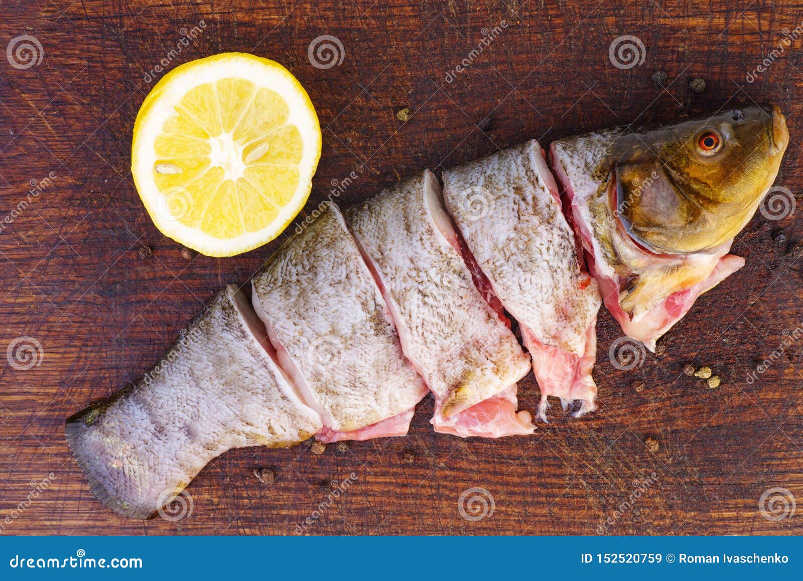 Sliced Ready-to-cook Tench Fish and Lemon Stock Image - Image of fresh ...